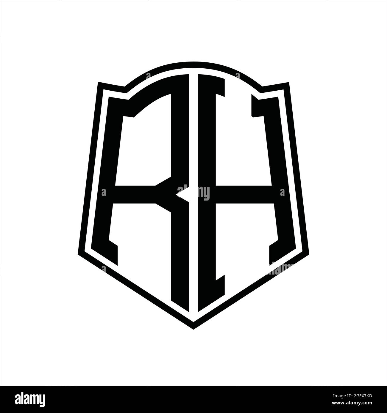 RH Logo monogram with shield shape outline design template isolated in ...