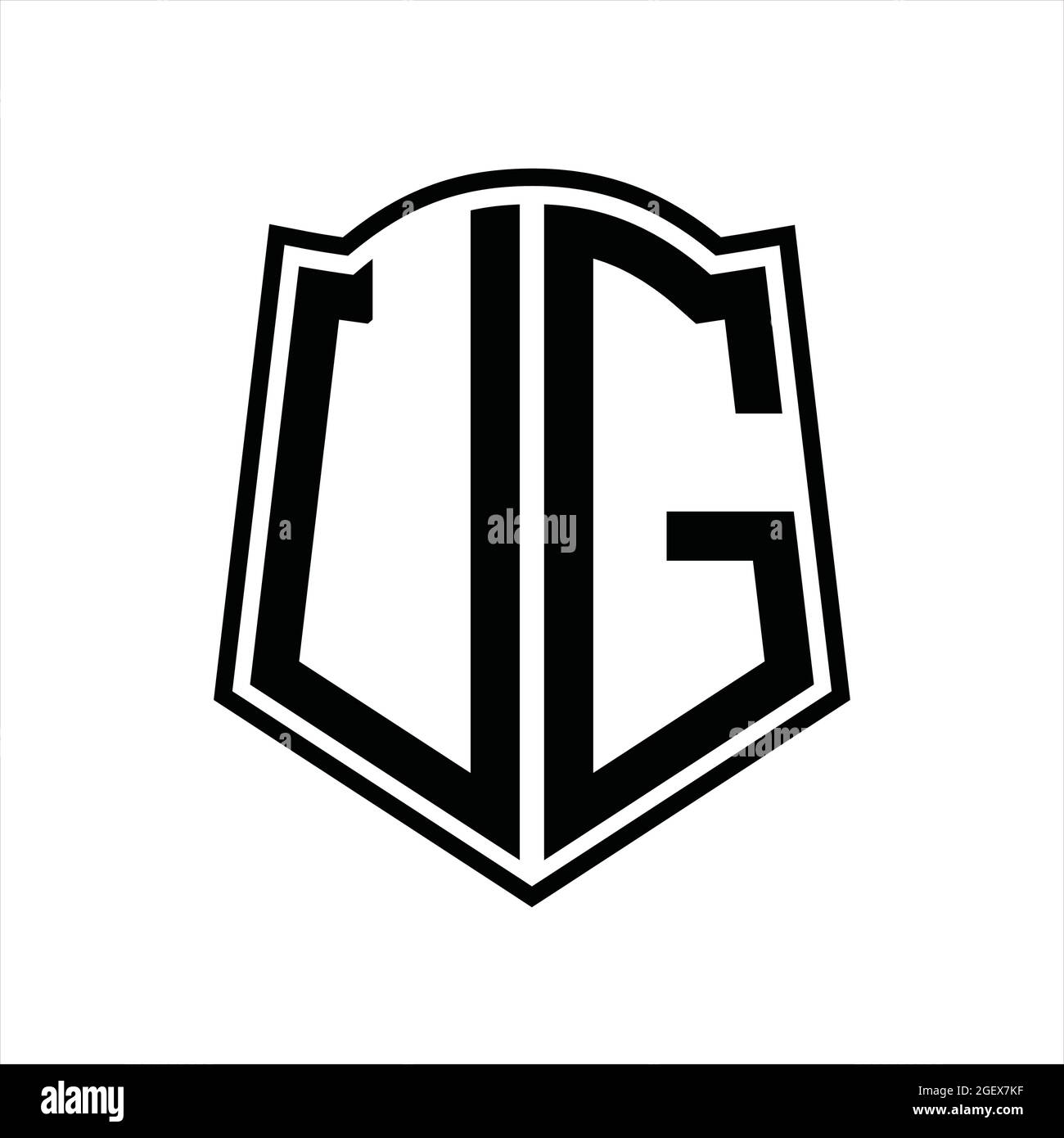 UG Logo monogram with shield shape outline design template isolated in ...