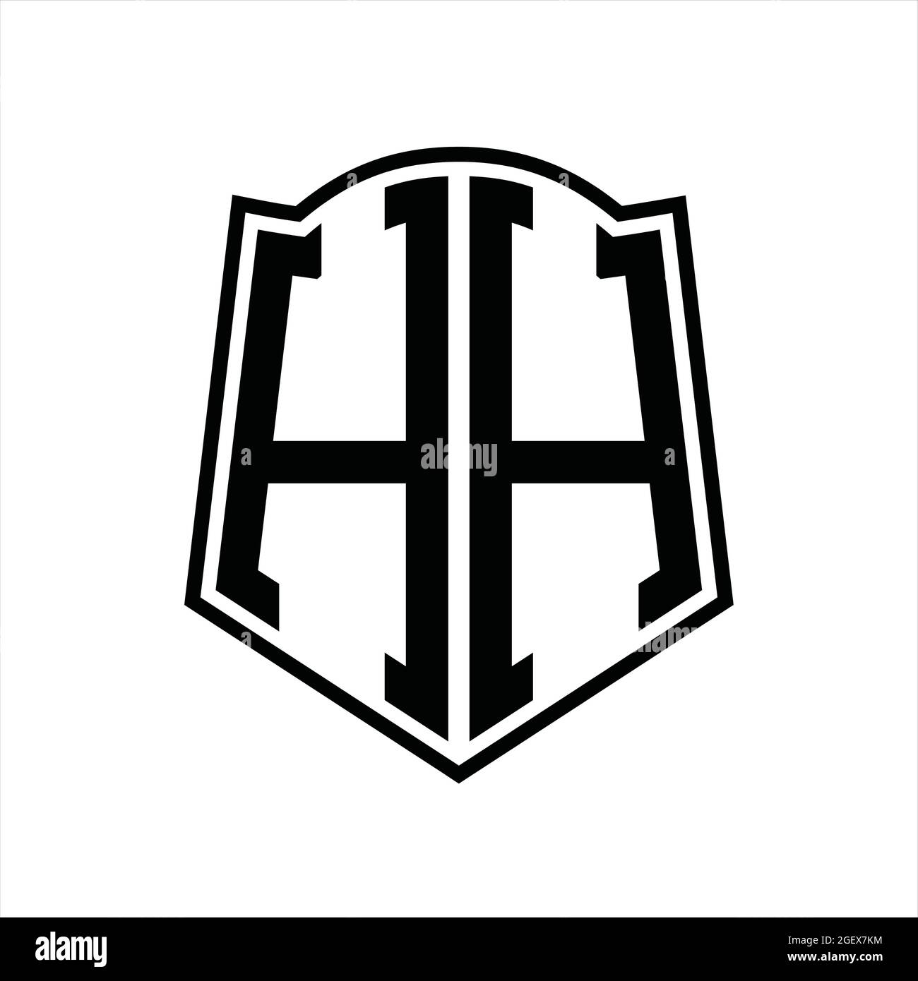 HH Logo monogram with shield shape outline design template isolated in ...