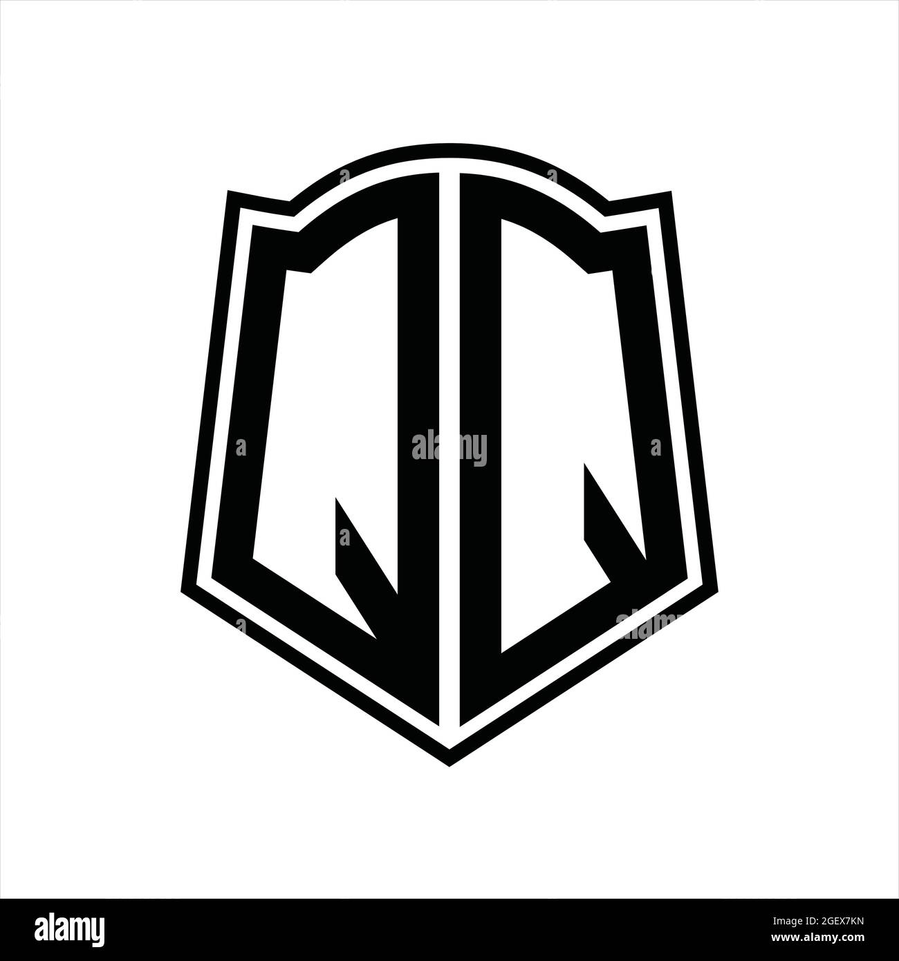 QQ Logo monogram with shield shape outline design template isolated in ...