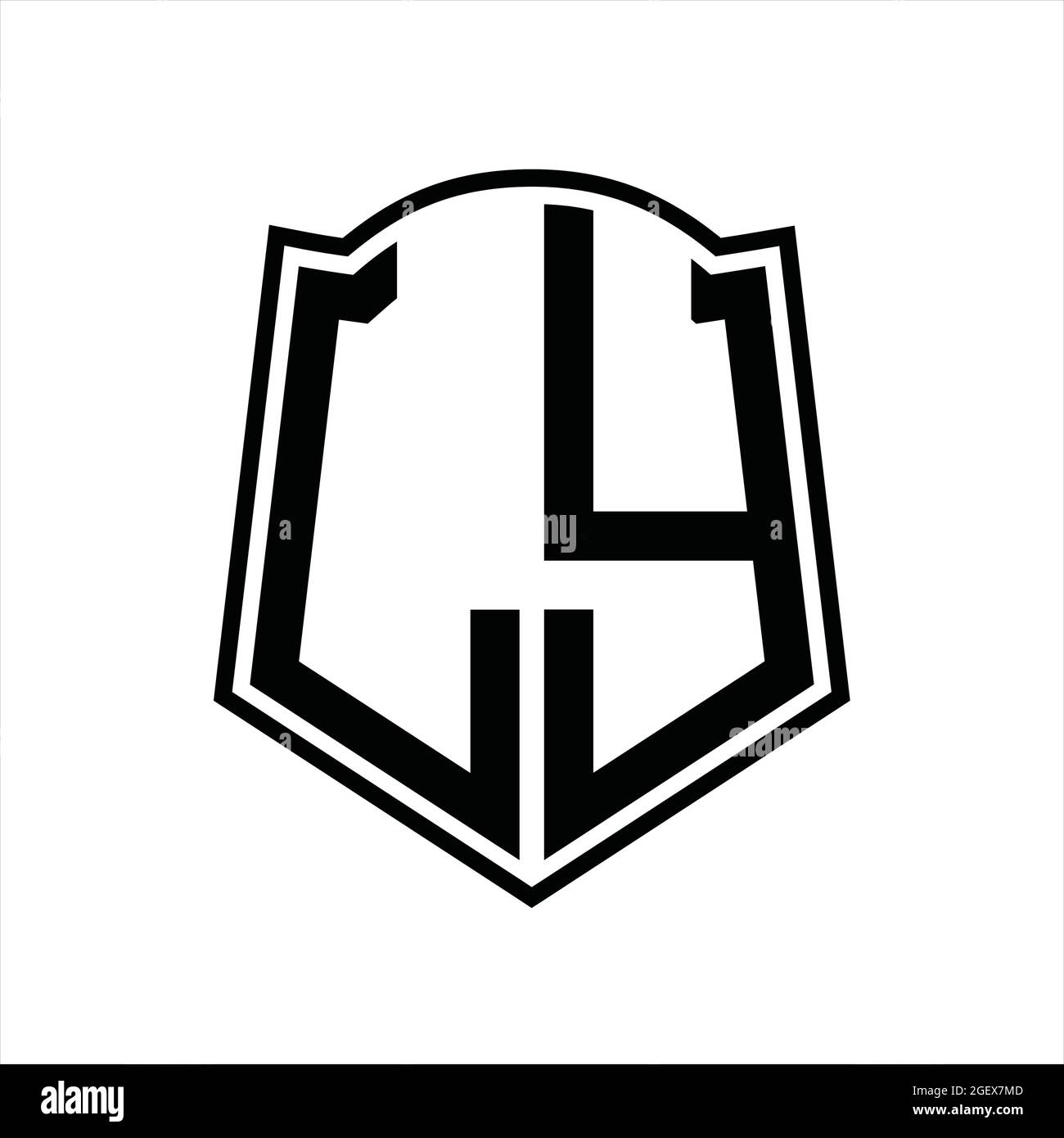 LY Logo monogram with shield shape outline design template isolated in white background Stock ...