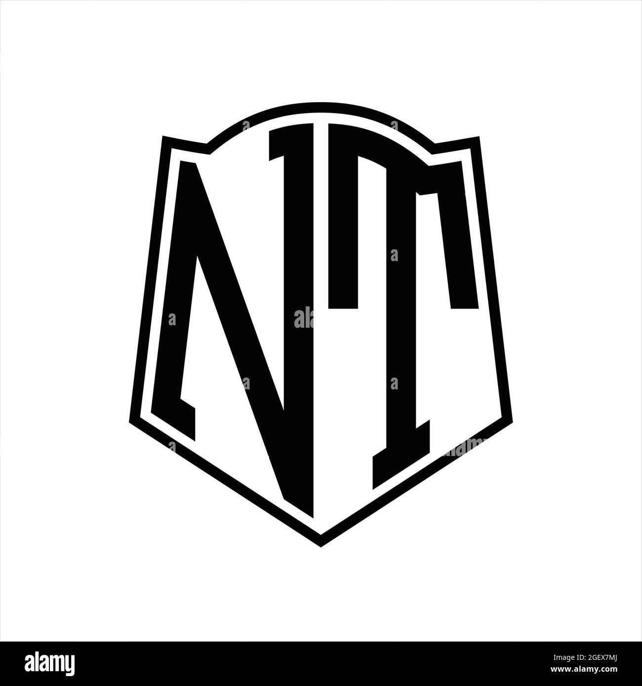 NT Logo monogram with shield shape outline design template isolated in ...