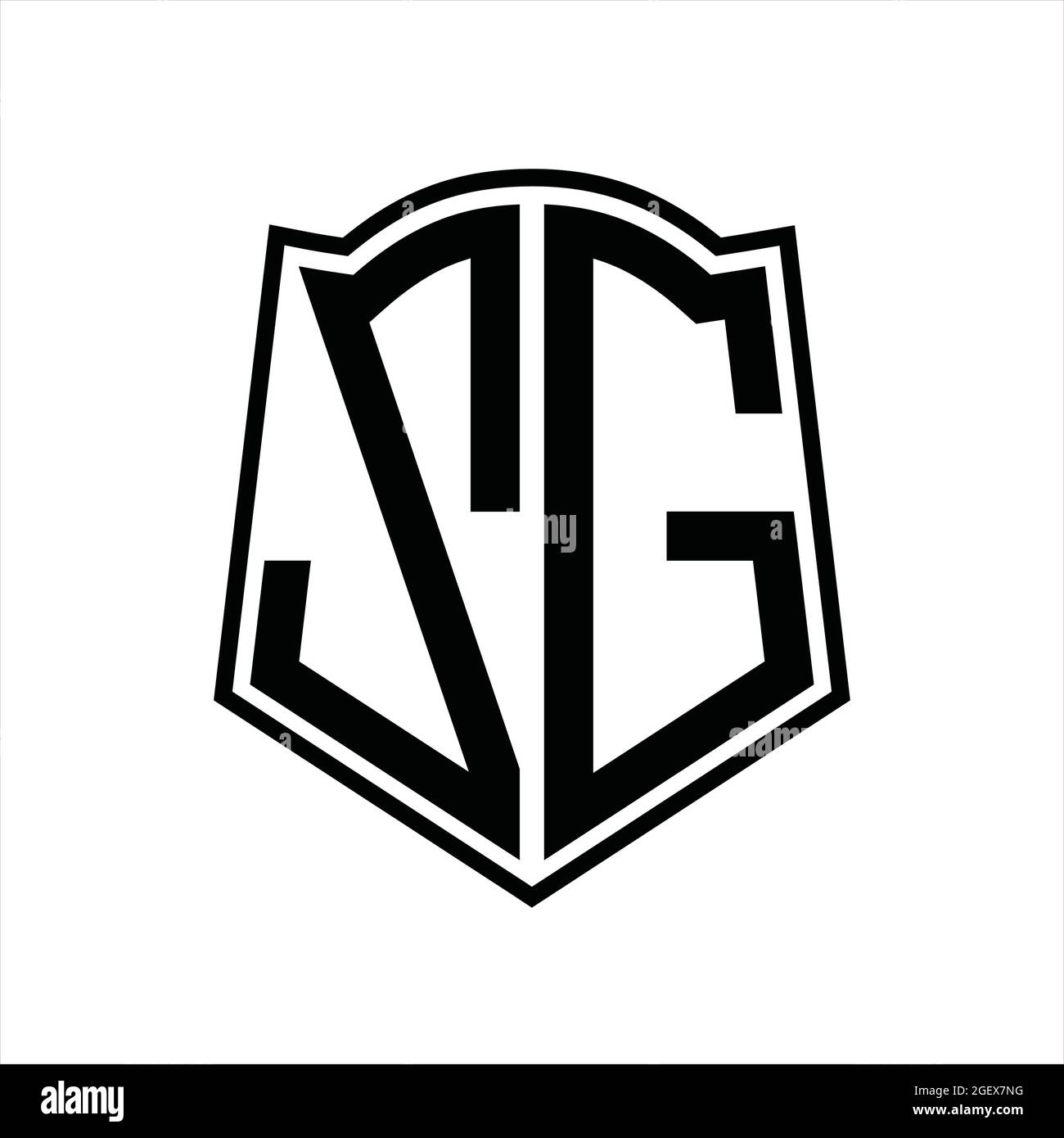 ZG Logo monogram with shield shape outline design template isolated in white background Stock ...
