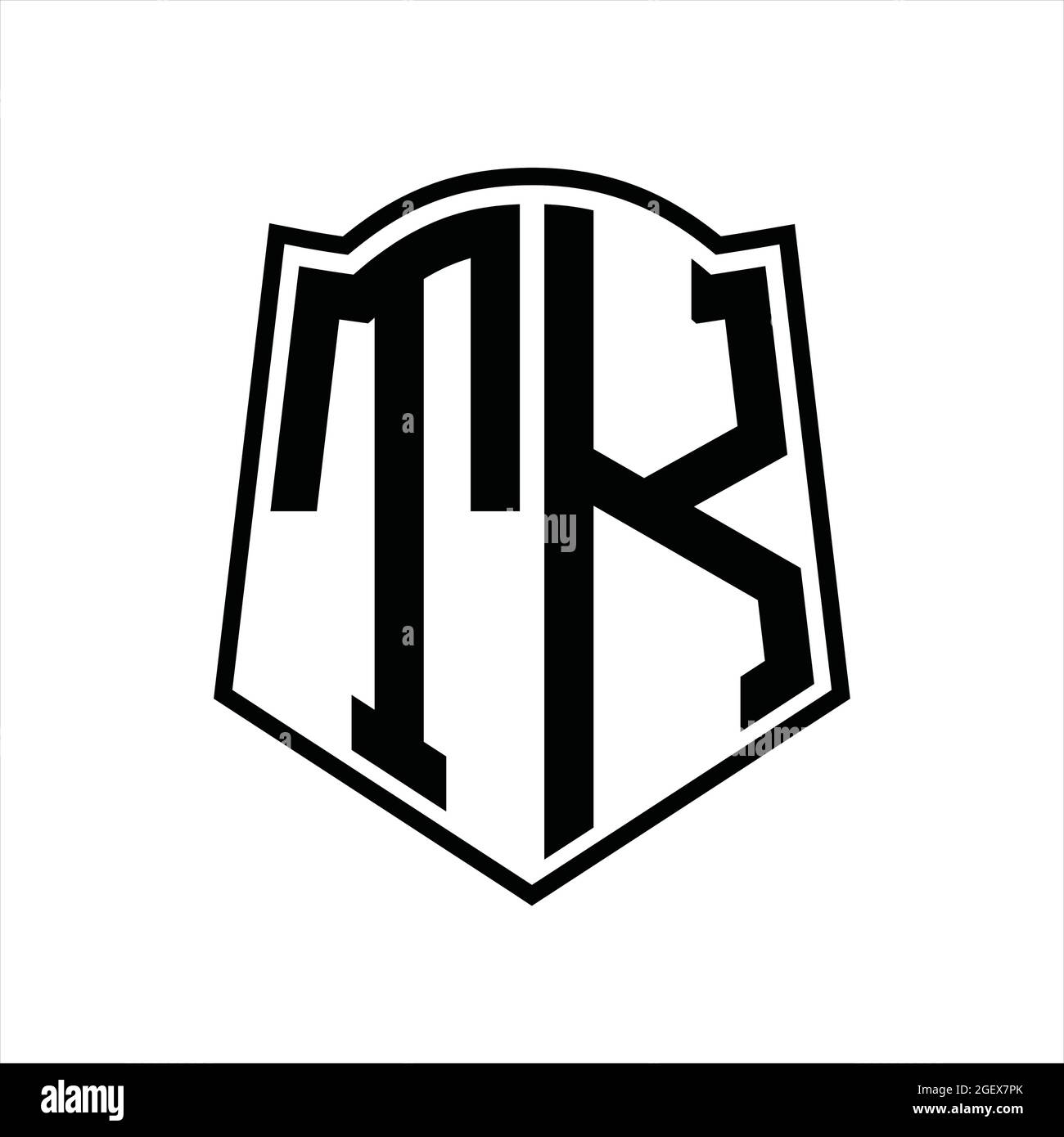 TK Logo monogram with shield shape outline design template isolated in ...