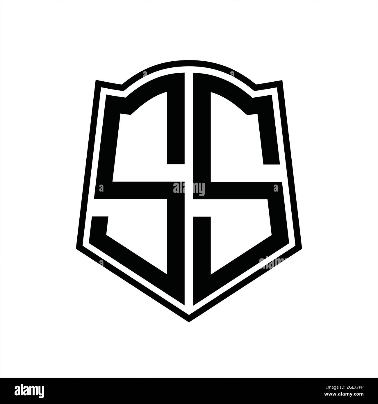 SS Logo monogram with shield shape outline design template isolated in white background Stock ...