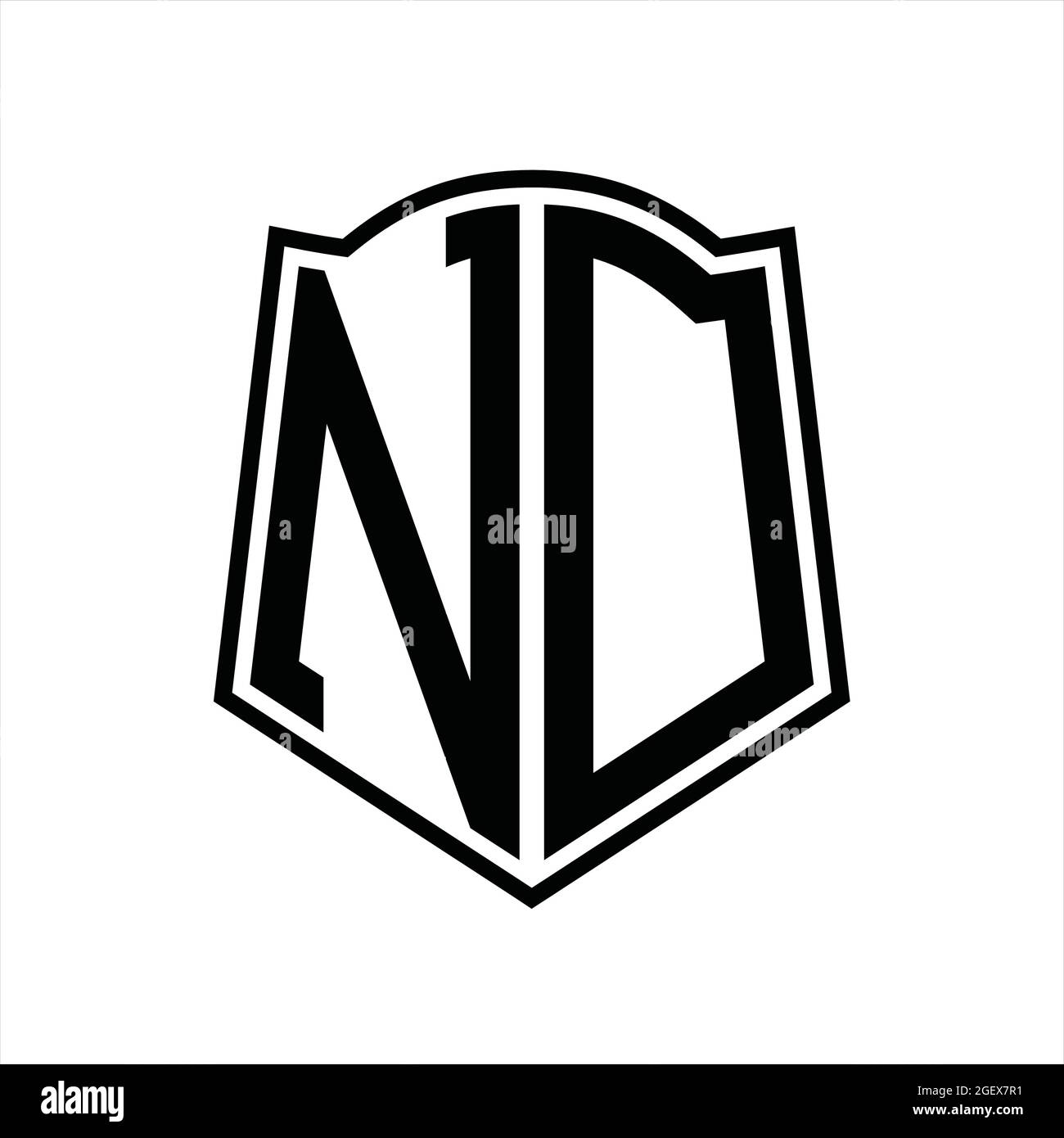 ND Logo monogram with shield shape outline design template isolated in ...