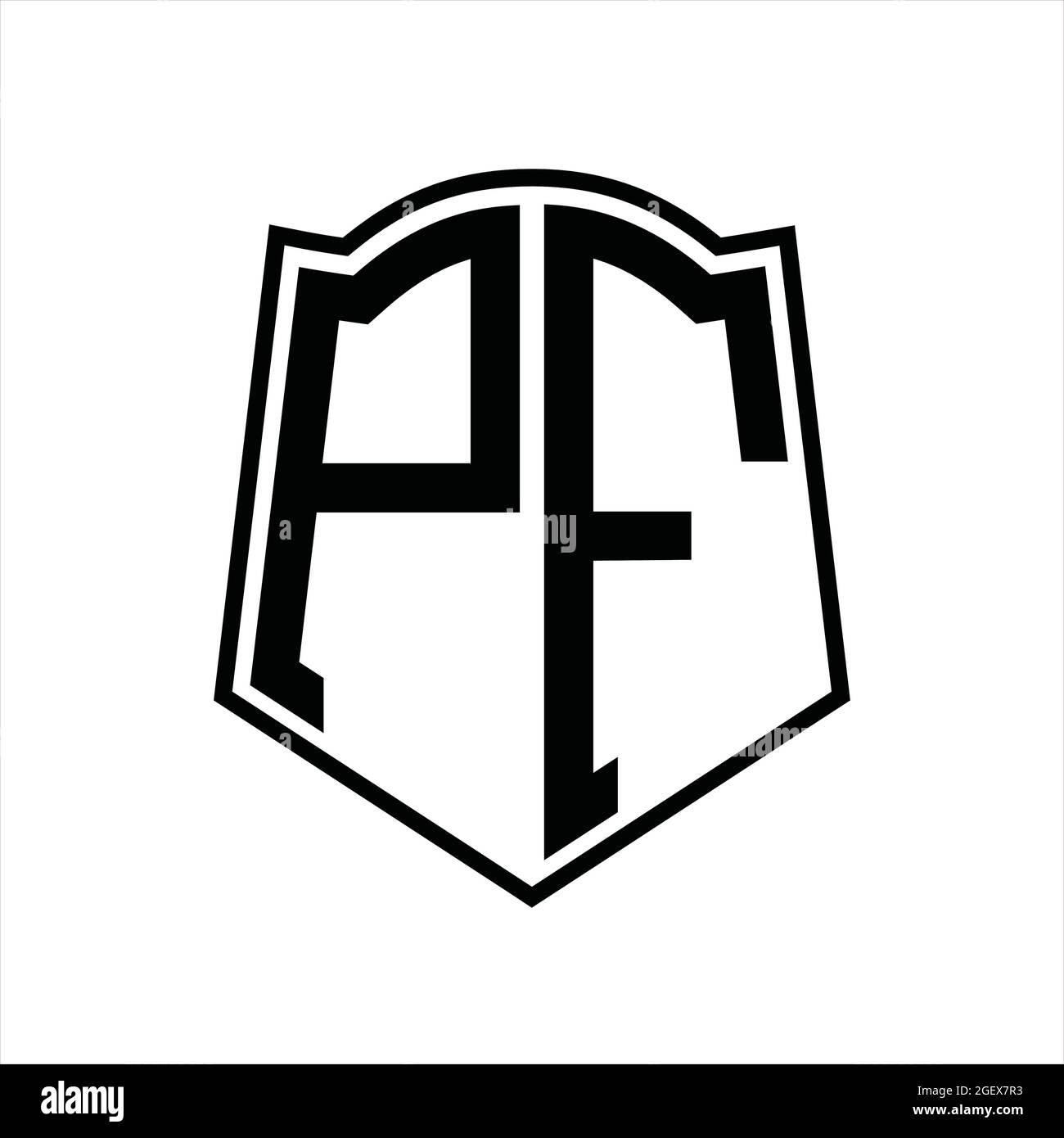 PF Logo monogram with shield shape outline design template isolated in ...