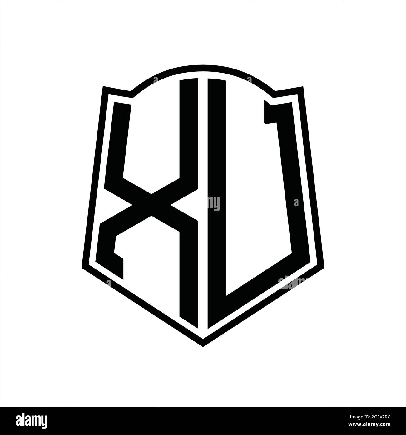 XU Logo monogram with shield shape outline design template isolated in white background Stock ...