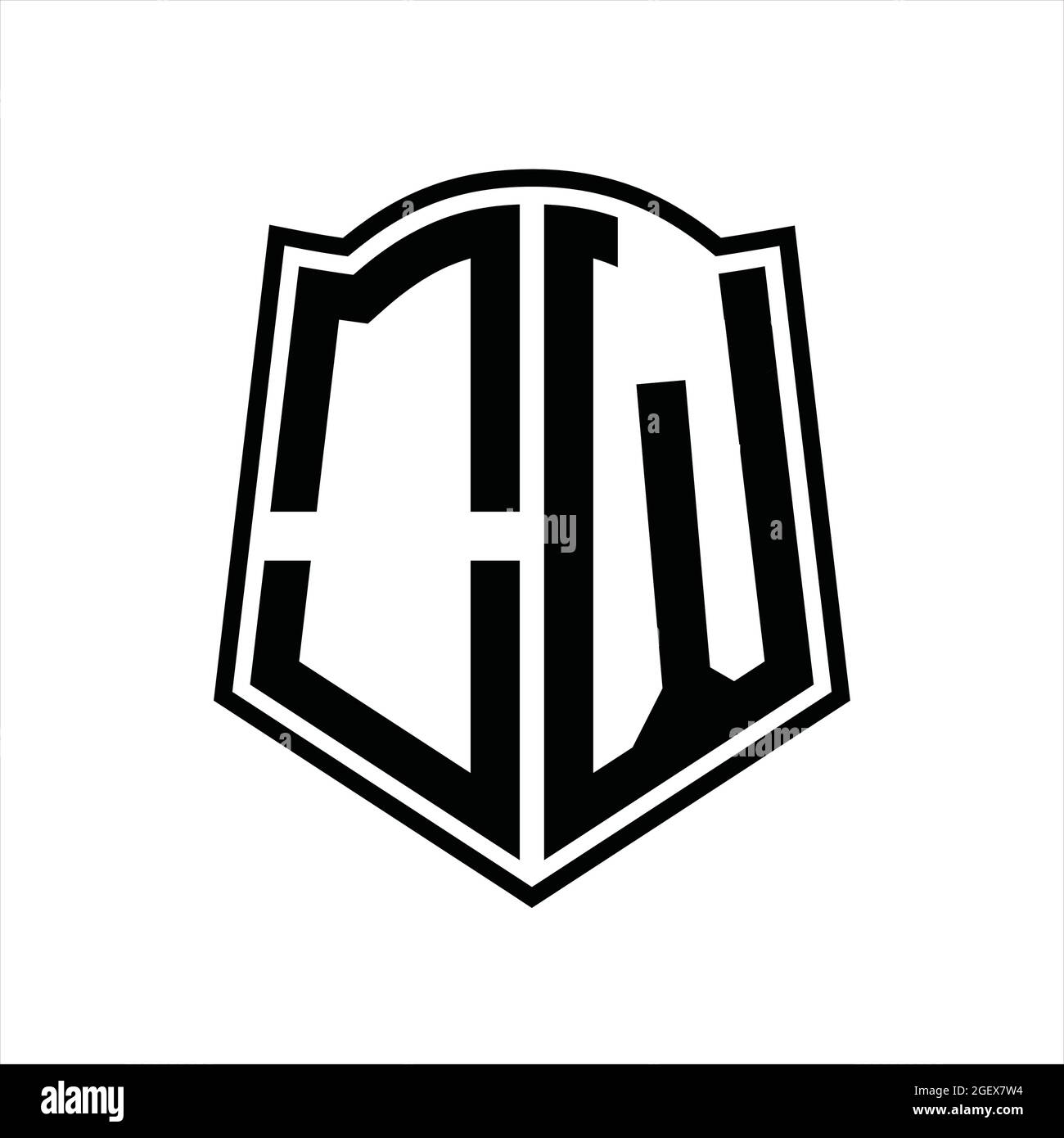 OW Logo monogram with shield shape outline design template isolated in ...