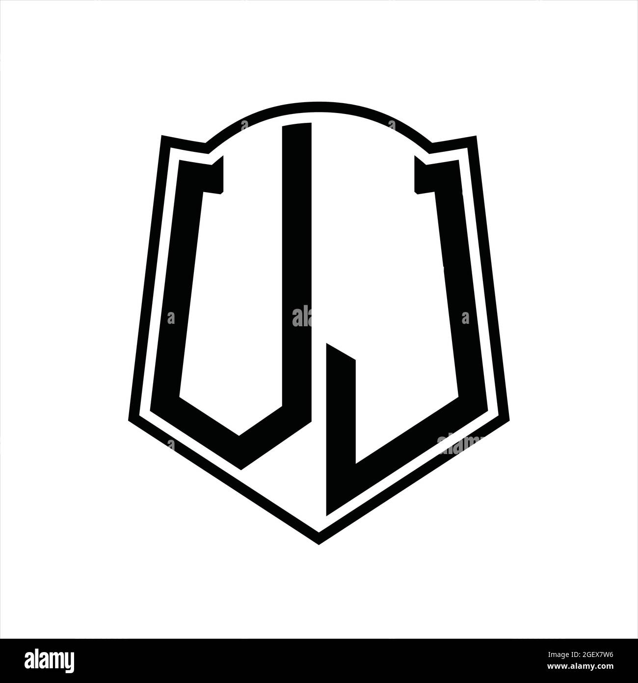 VJ Logo monogram with shield shape outline design template isolated in white background Stock ...