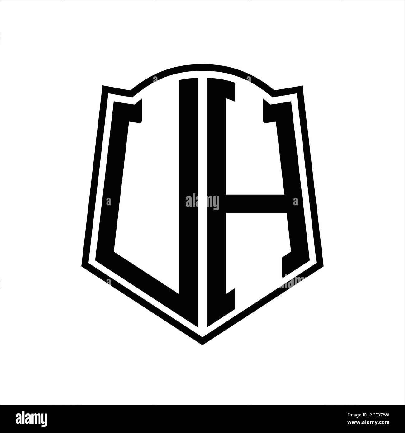 UH Logo monogram with shield shape outline design template isolated in ...