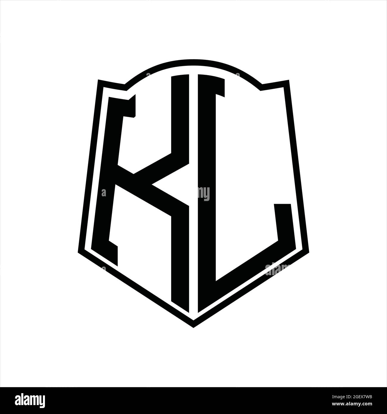 KL Logo monogram with shield shape outline design template isolated in ...