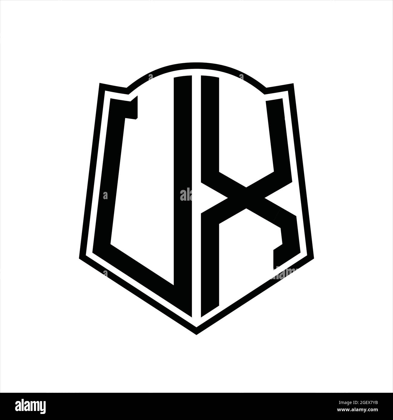 UX Logo monogram with shield shape outline design template isolated in white background Stock ...