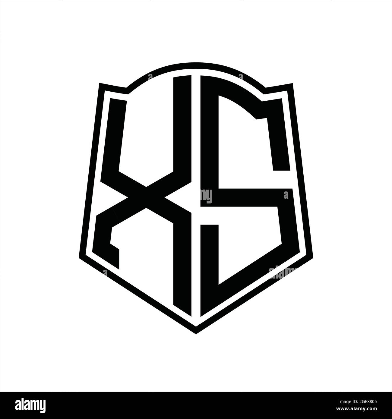 XS Logo monogram with shield shape outline design template isolated in ...