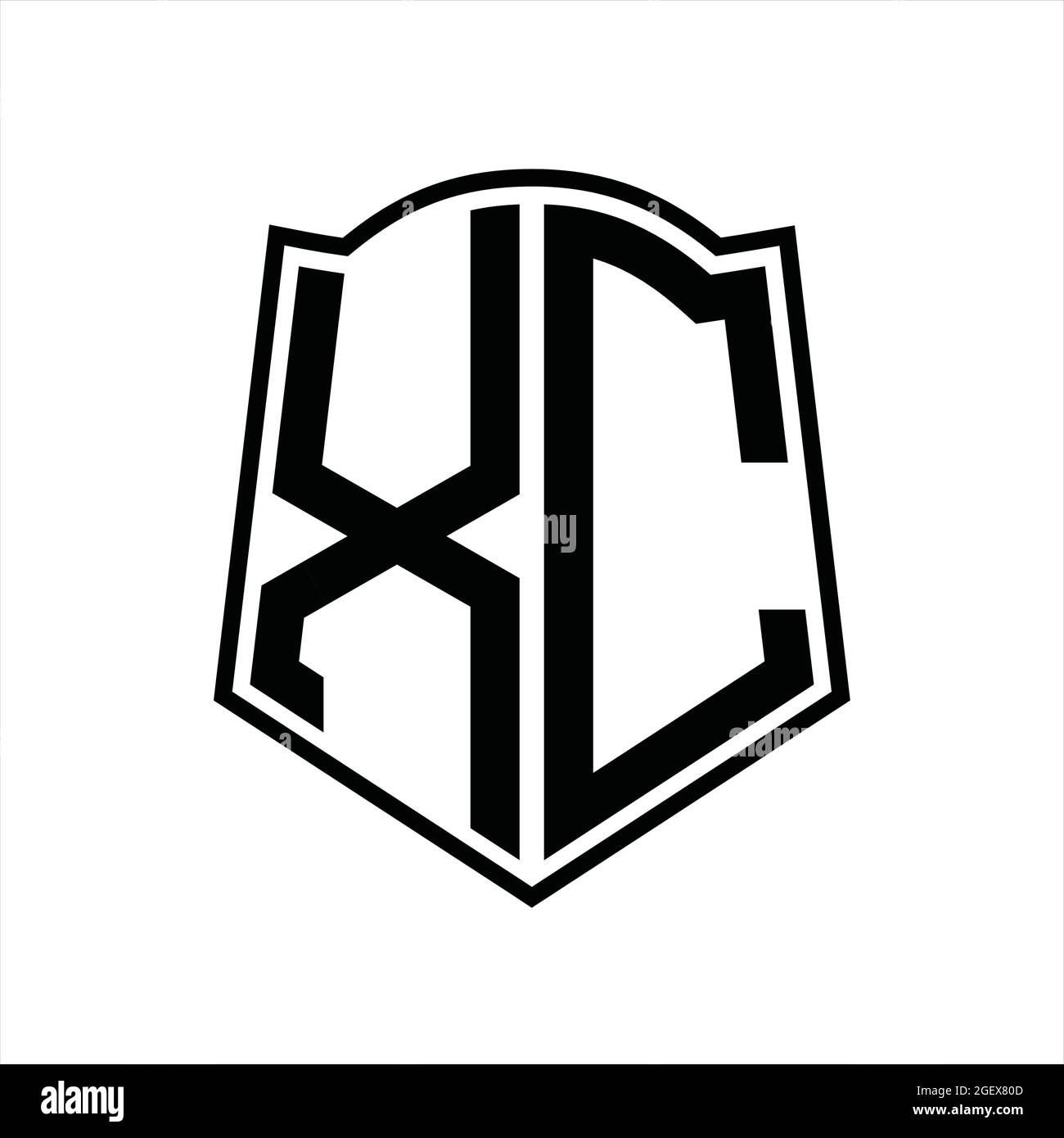 XC Logo monogram with shield shape outline design template isolated in white background Stock ...