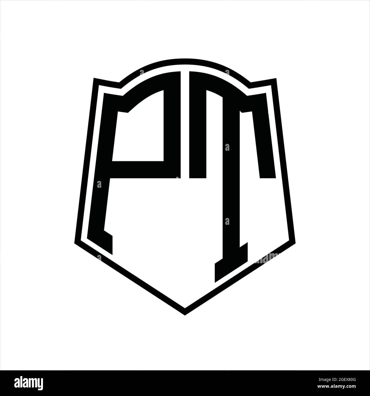PT Logo monogram with shield shape outline design template isolated in ...
