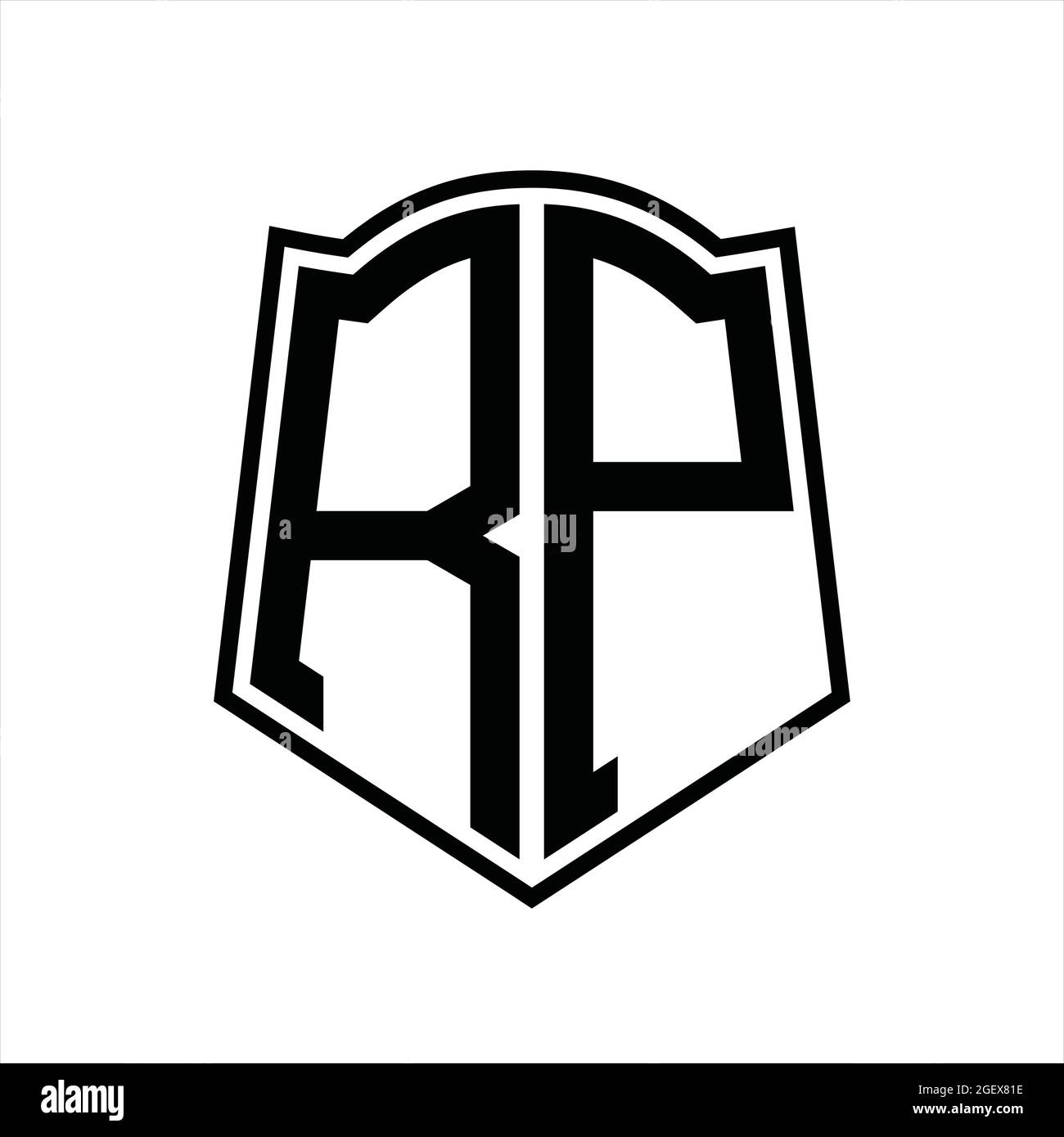 RP Logo monogram with shield shape outline design template isolated in white background Stock ...