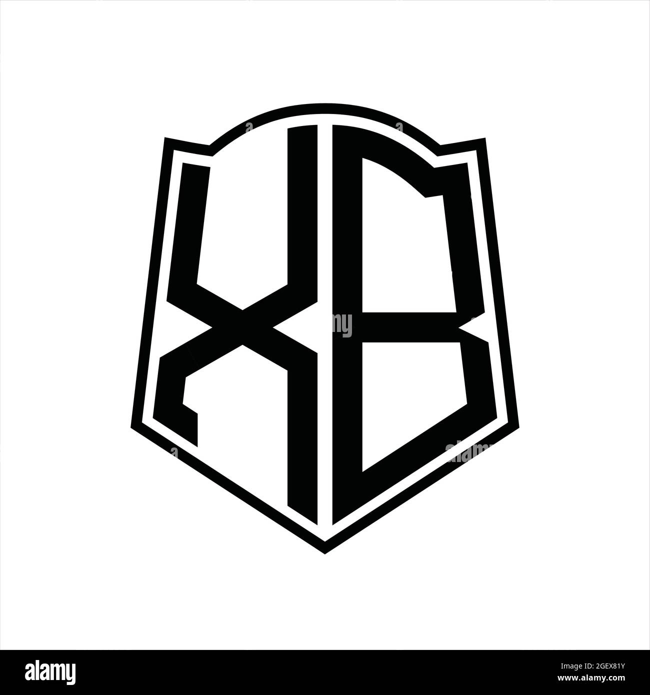 XB Logo monogram with shield shape outline design template isolated in ...