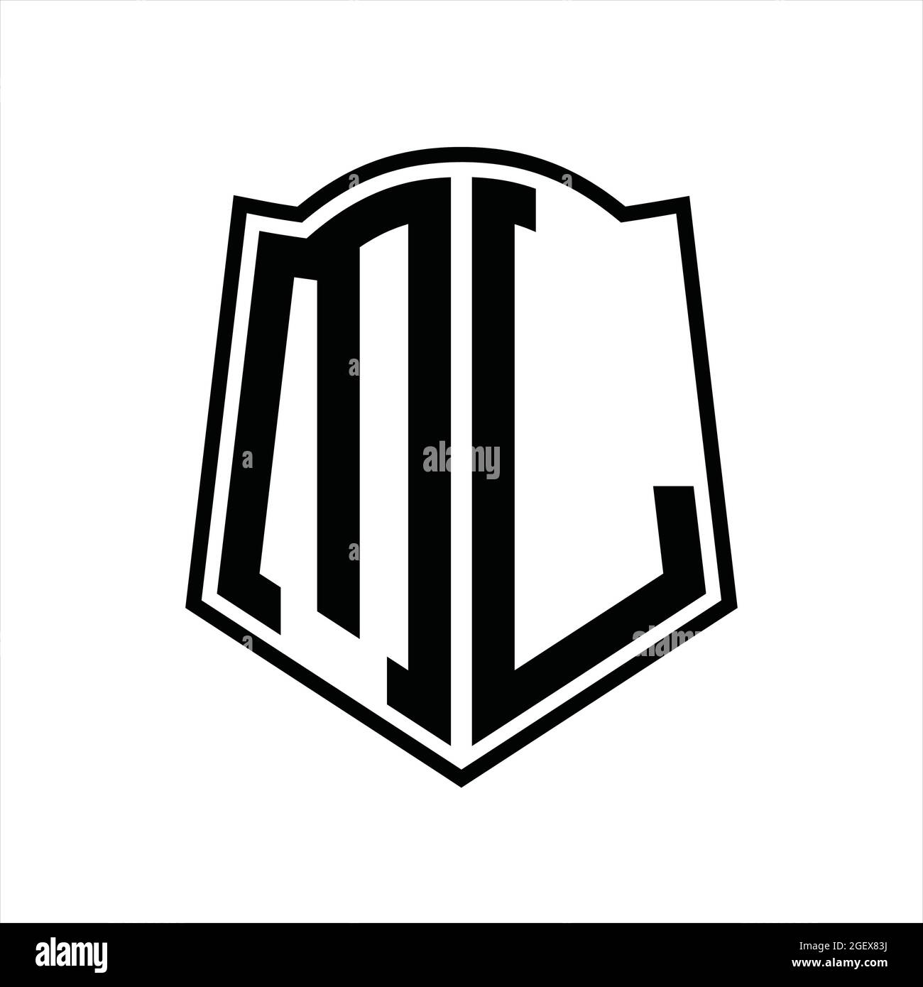 ML Logo monogram with shield shape outline design template isolated in ...