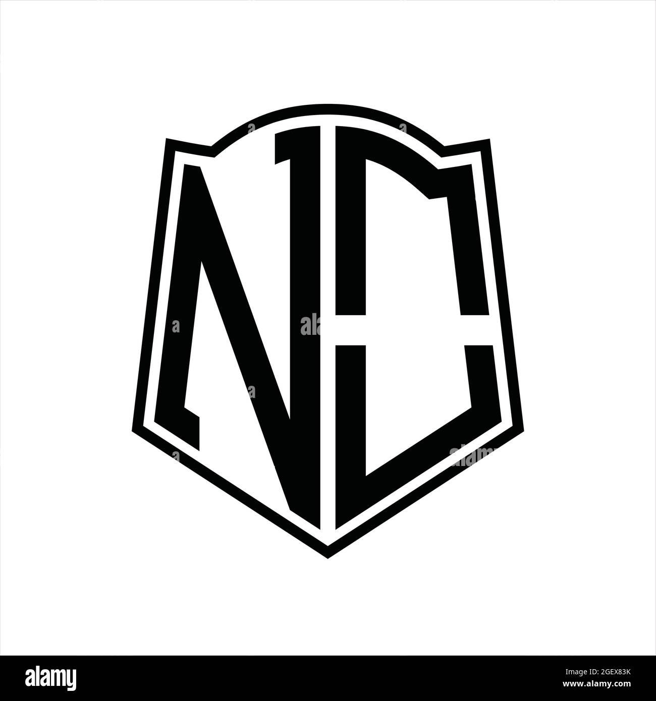 NO Logo monogram with shield shape outline design template isolated in ...