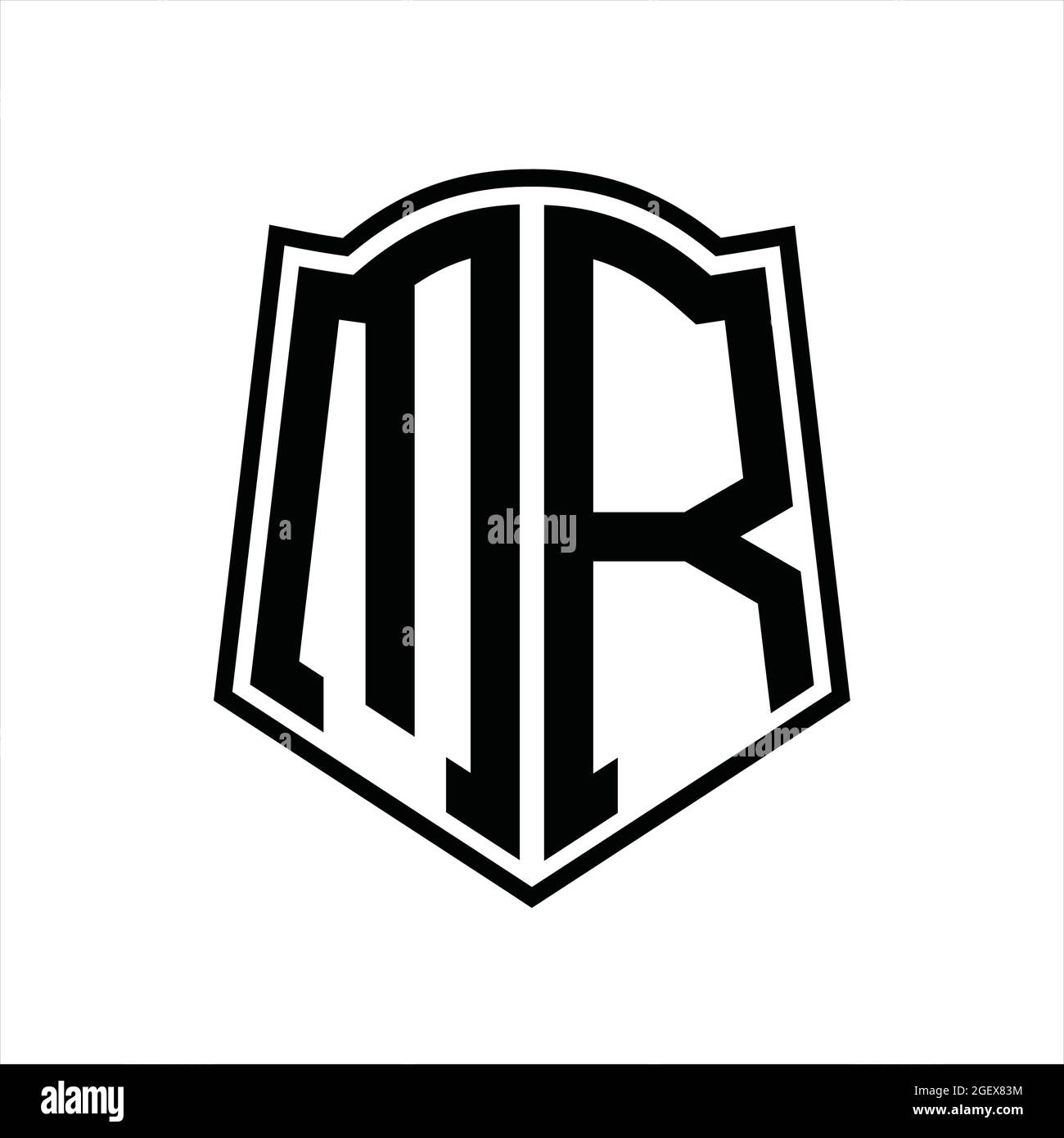 MR Logo monogram with shield shape outline design template isolated in white background Stock ...