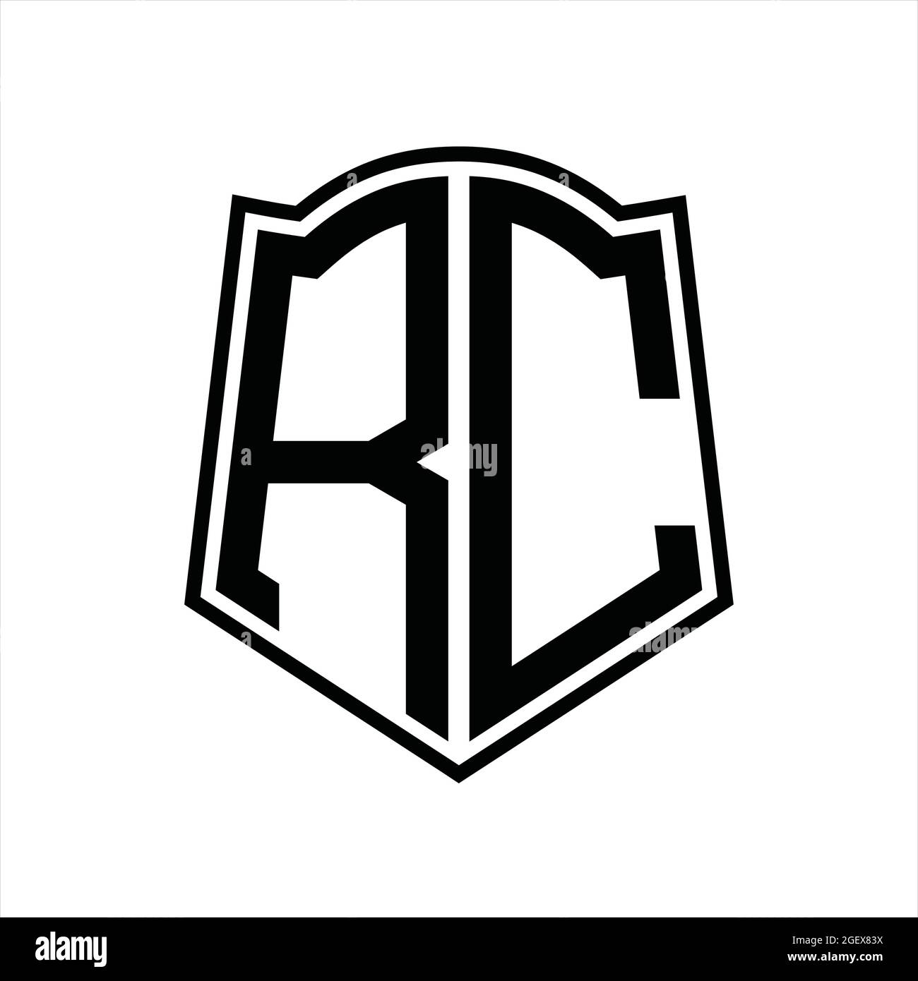 RC Logo monogram with shield shape outline design template isolated in ...
