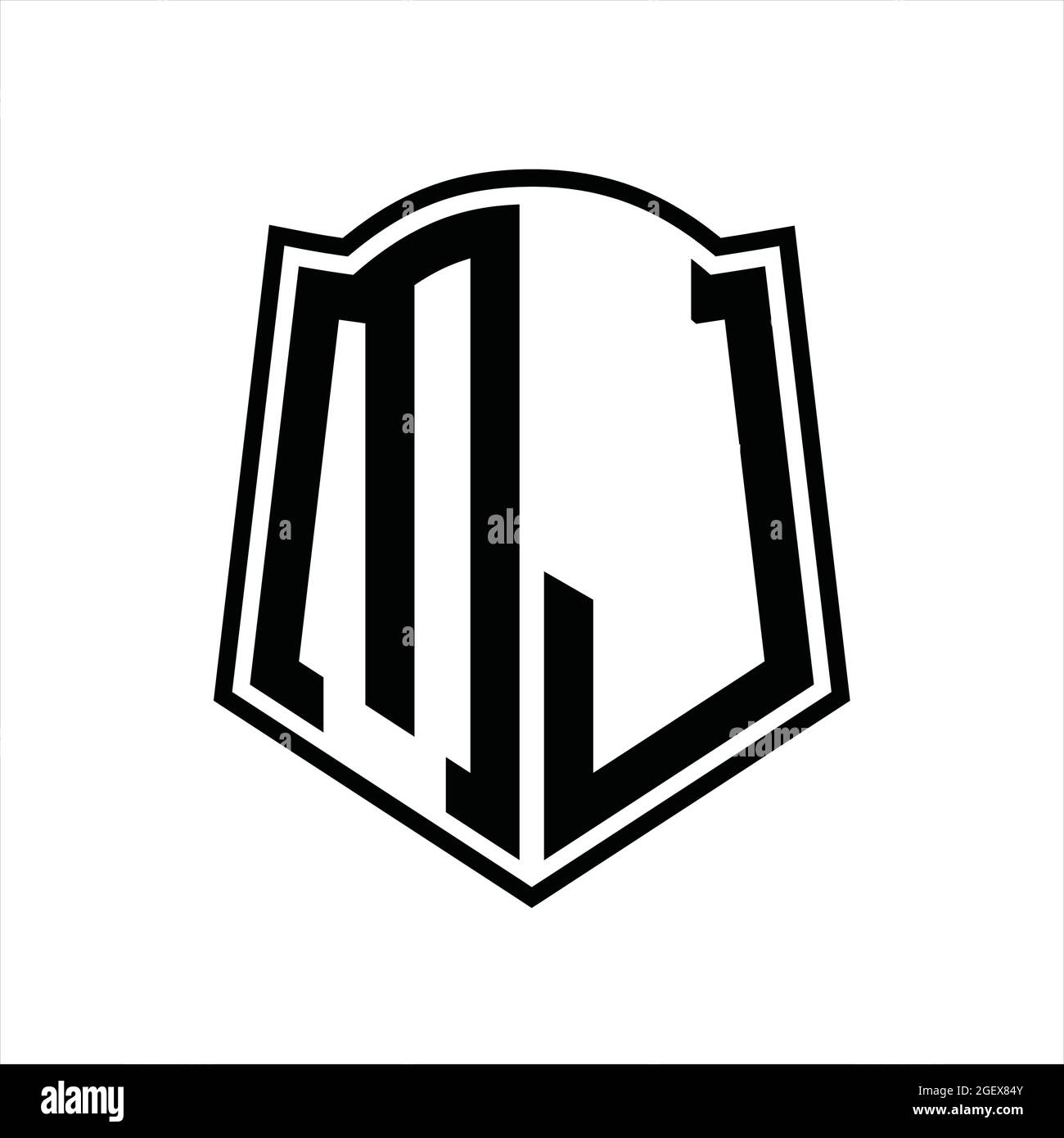 MJ Logo monogram with shield shape outline design template isolated in ...