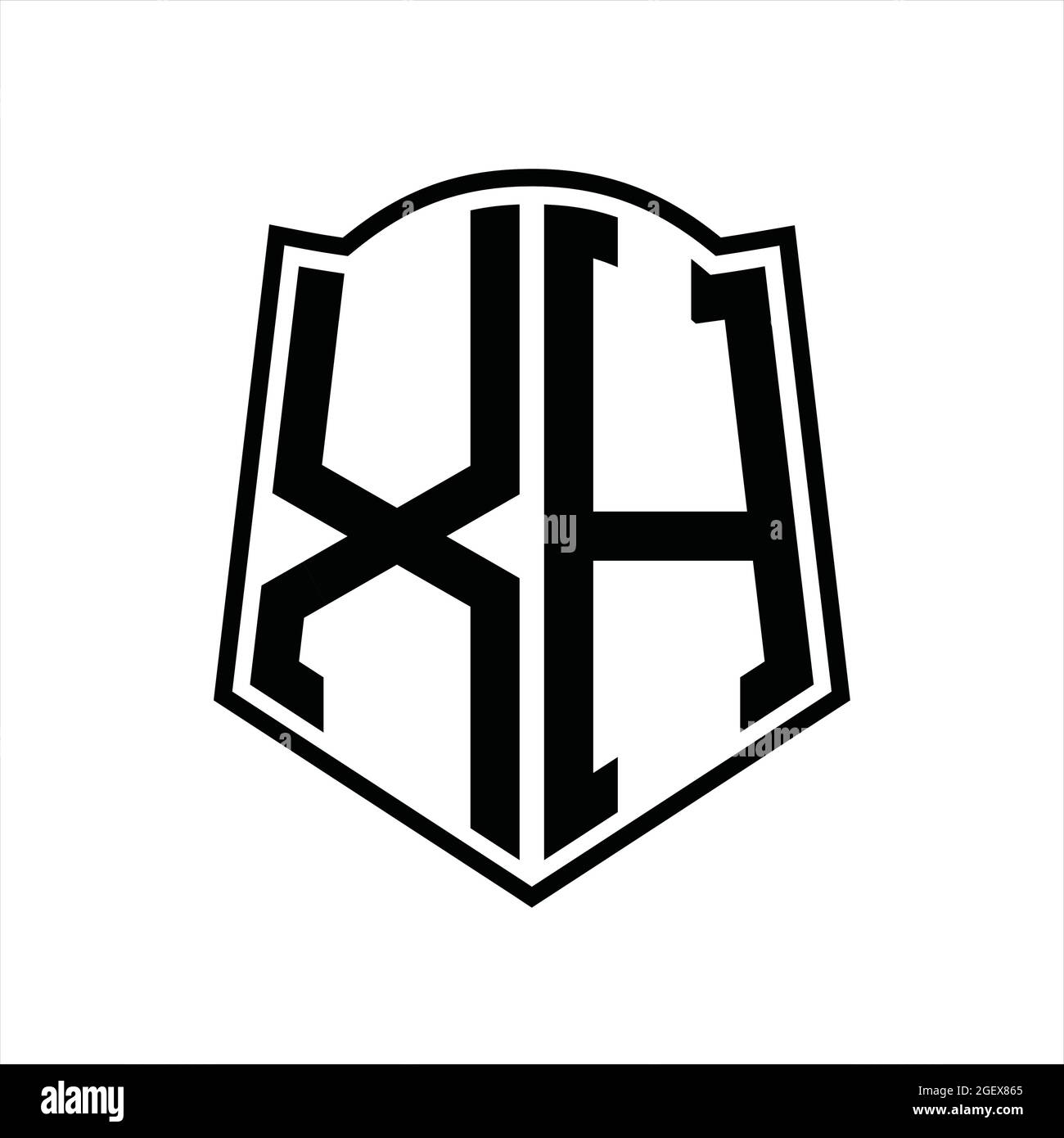 XH Logo monogram with shield shape outline design template isolated in white background Stock ...