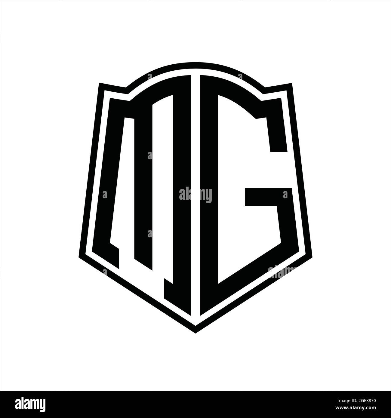 MG Logo monogram with shield shape outline design template isolated in ...