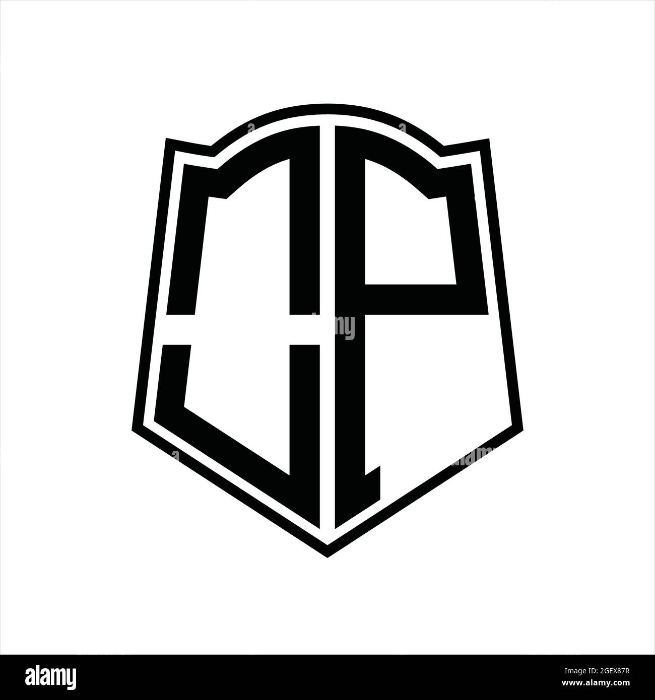 OP Logo monogram with shield shape outline design template isolated in ...