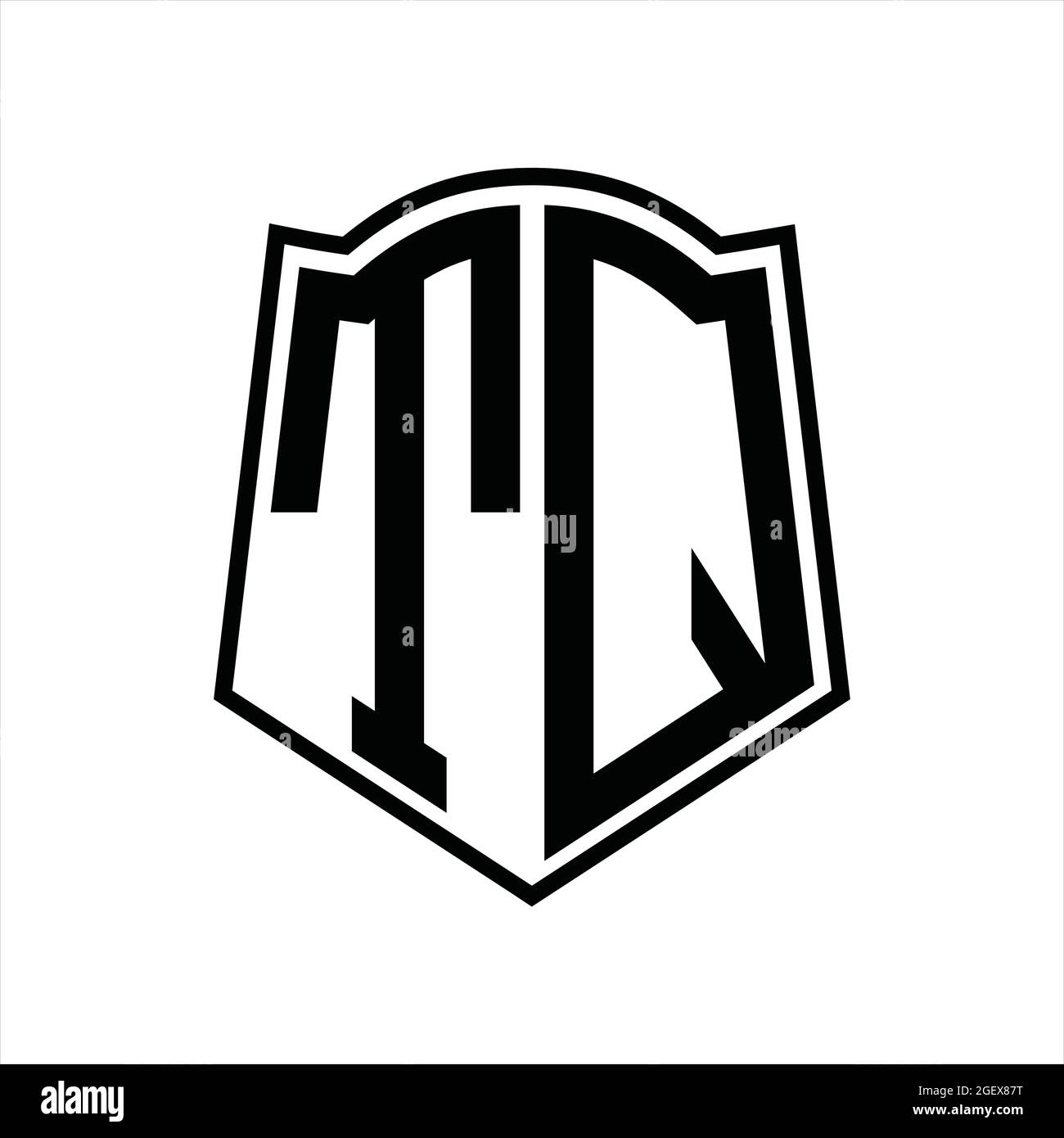 TQ Logo monogram with shield shape outline design template isolated in white background Stock ...