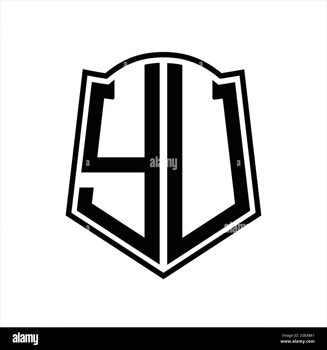 YU Logo monogram with shield shape outline design template isolated in ...