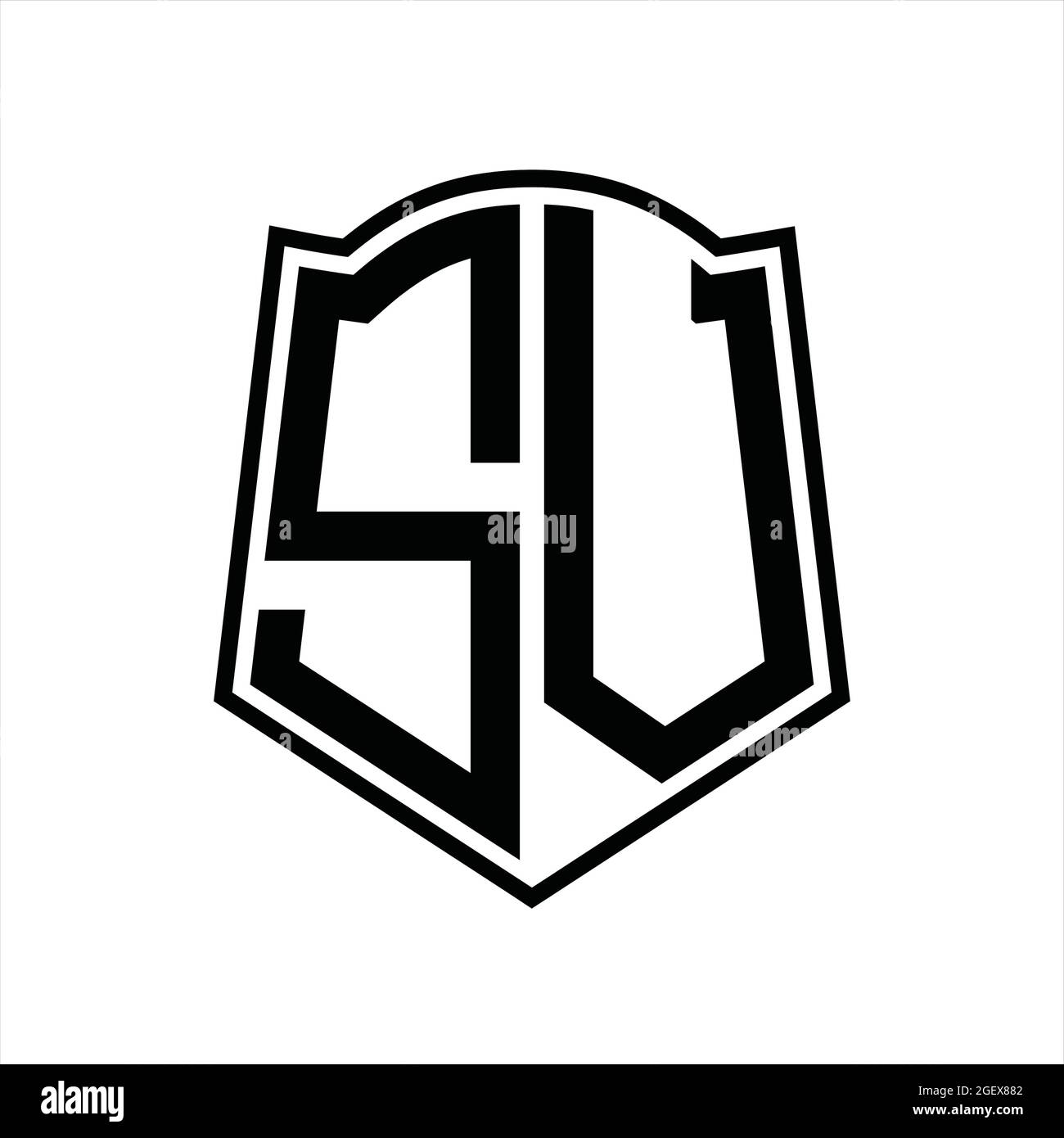 SV Logo monogram with shield shape outline design template isolated in ...