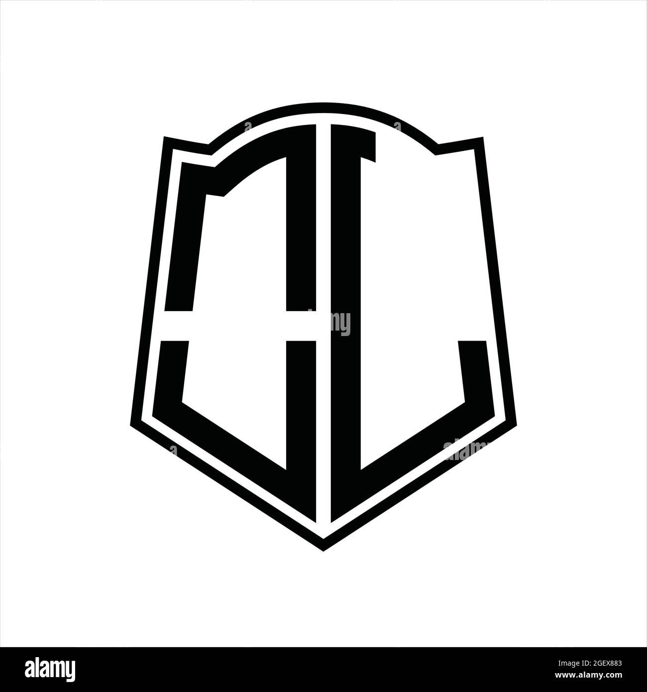 OL Logo monogram with shield shape outline design template isolated in ...