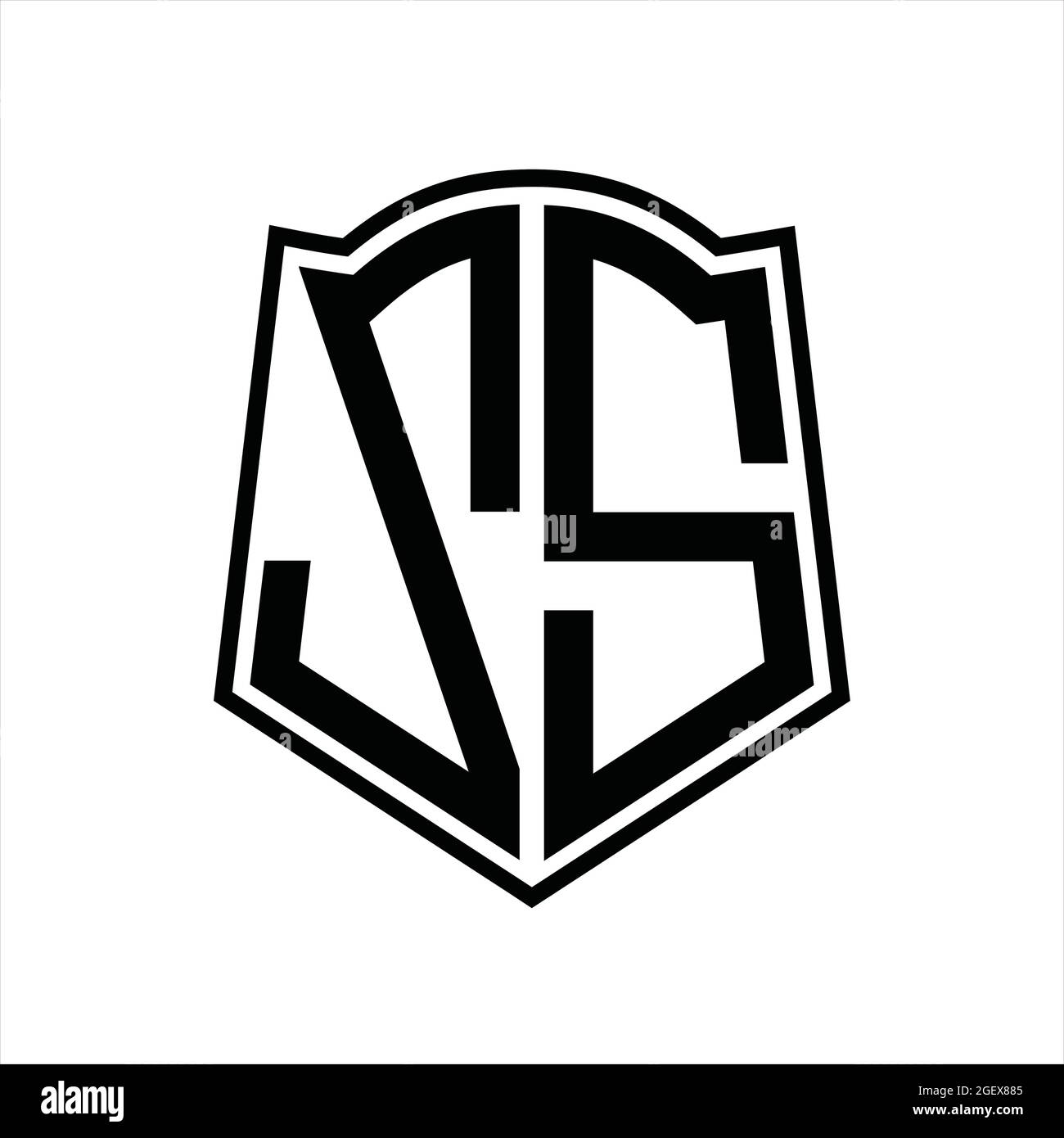 ZS Logo monogram with shield shape outline design template isolated in ...