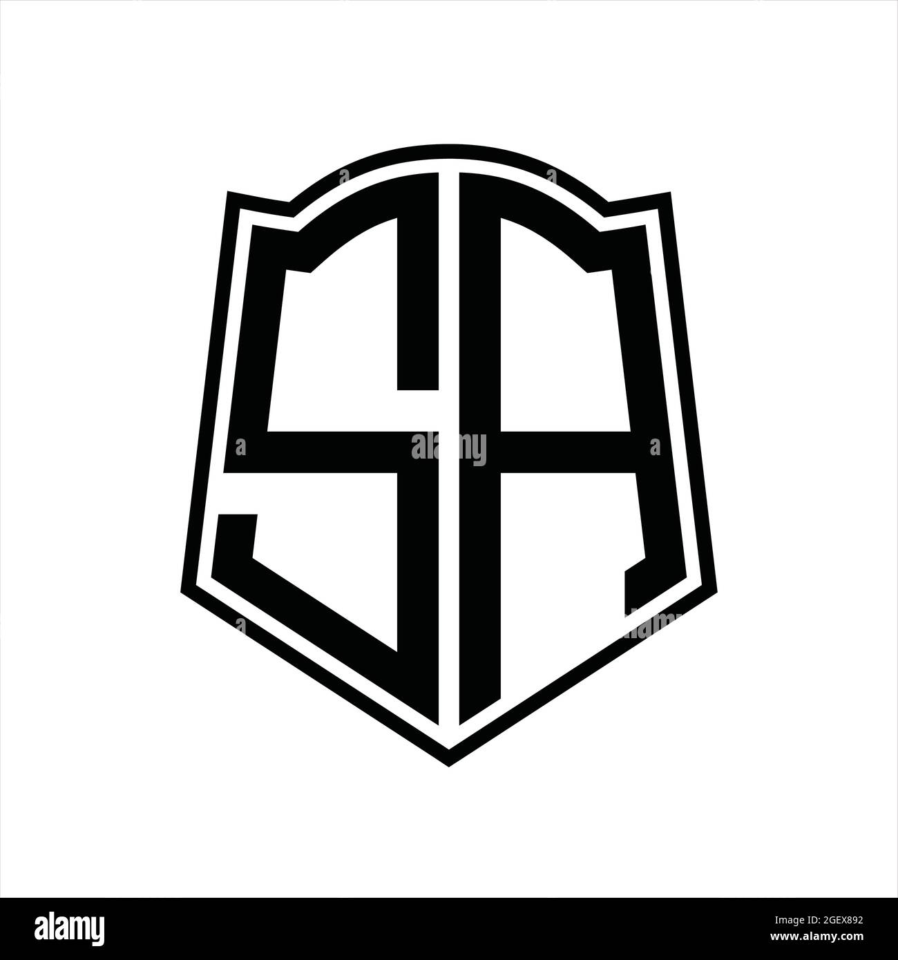 SA Logo monogram with shield shape outline design template isolated in ...
