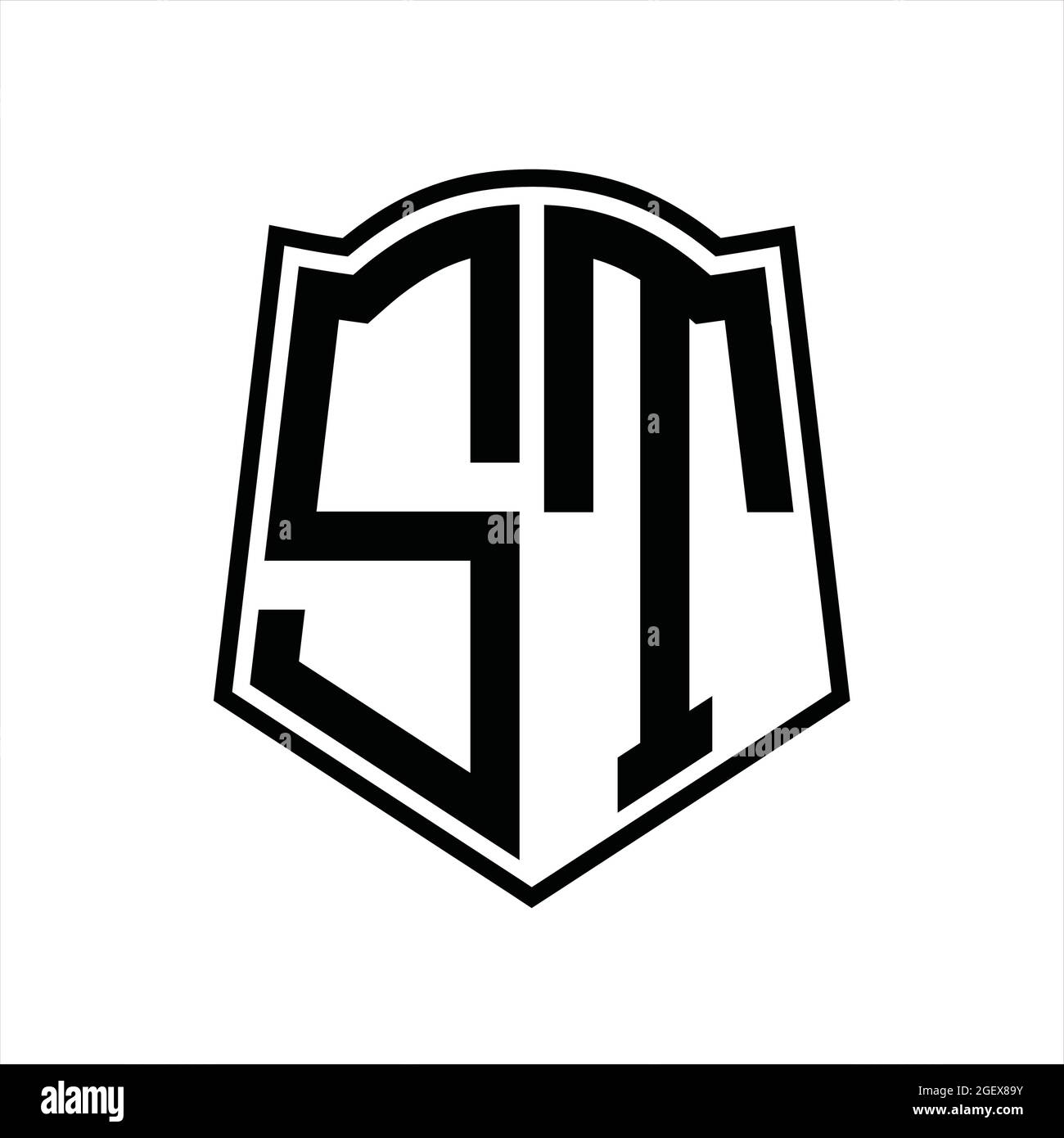 ST Logo monogram with shield shape outline design template isolated in ...