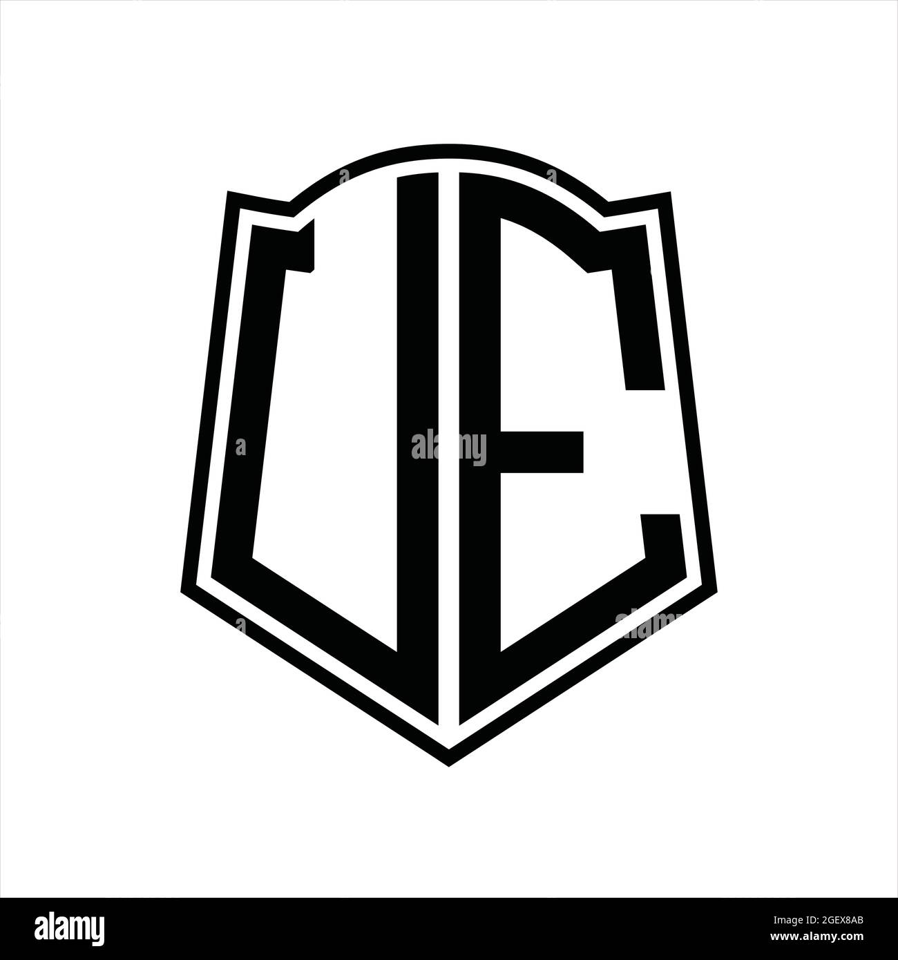 UE Logo monogram with shield shape outline design template isolated in ...