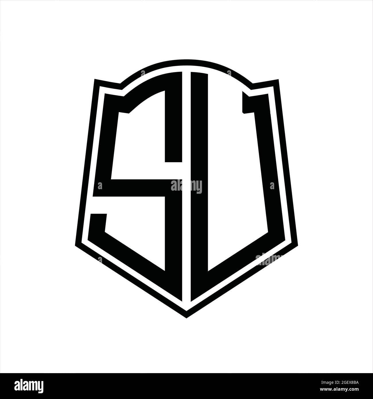 SU Logo monogram with shield shape outline design template isolated in ...