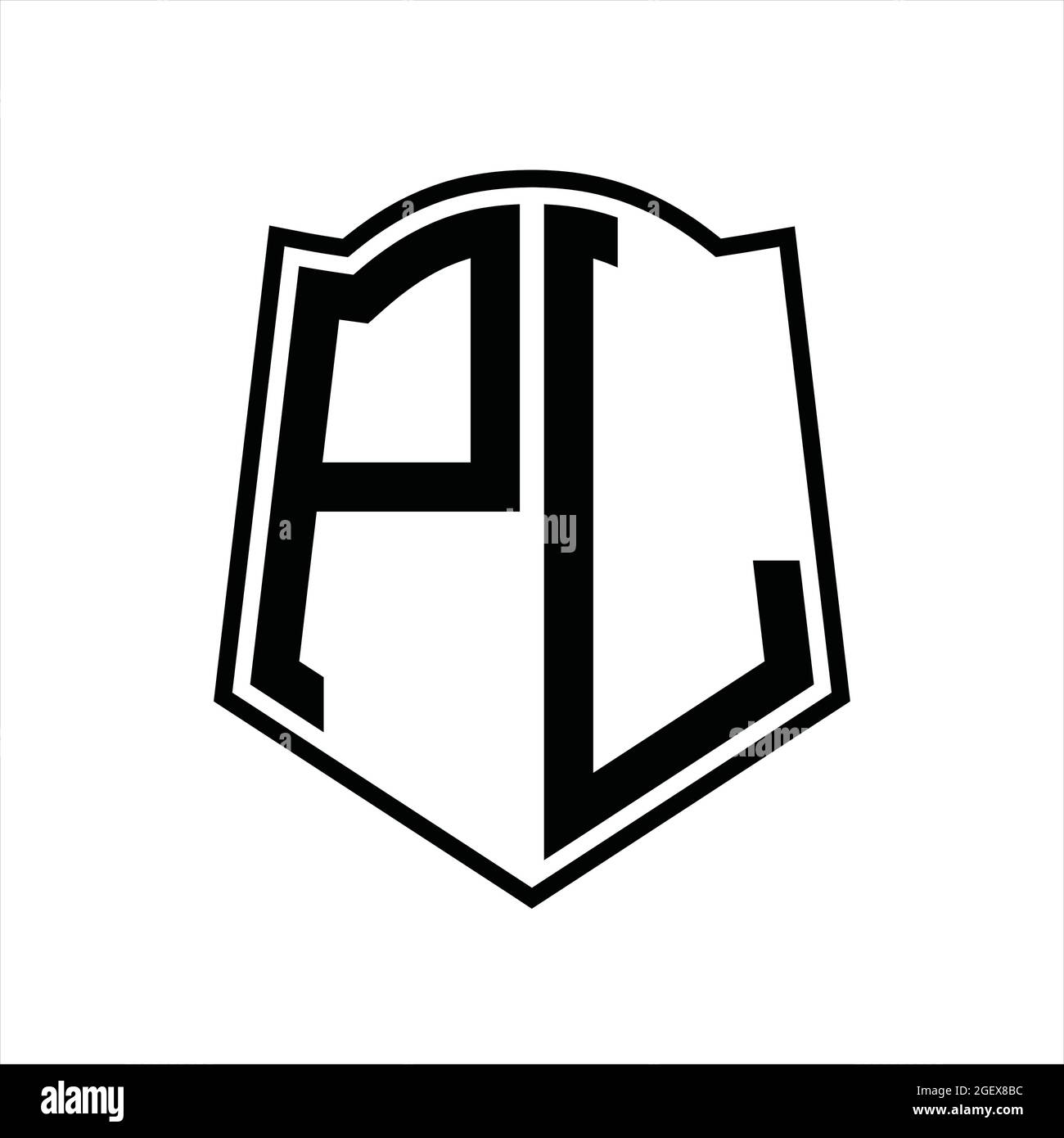 PL Logo monogram with shield shape outline design template isolated in ...