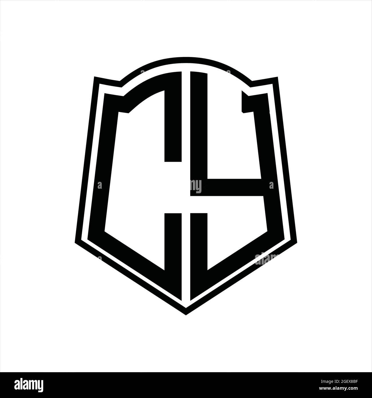 Logo monogram with shield shape outline design template isolated in ...