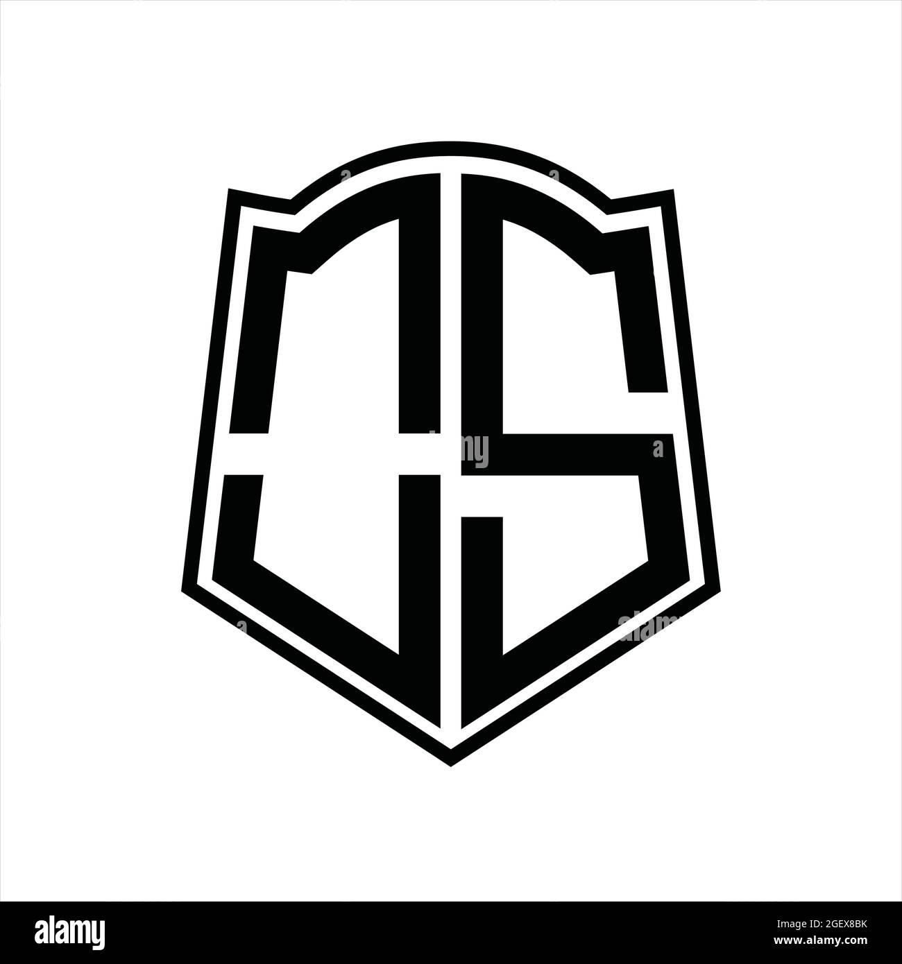 OS Logo monogram with shield shape outline design template isolated in white background Stock ...