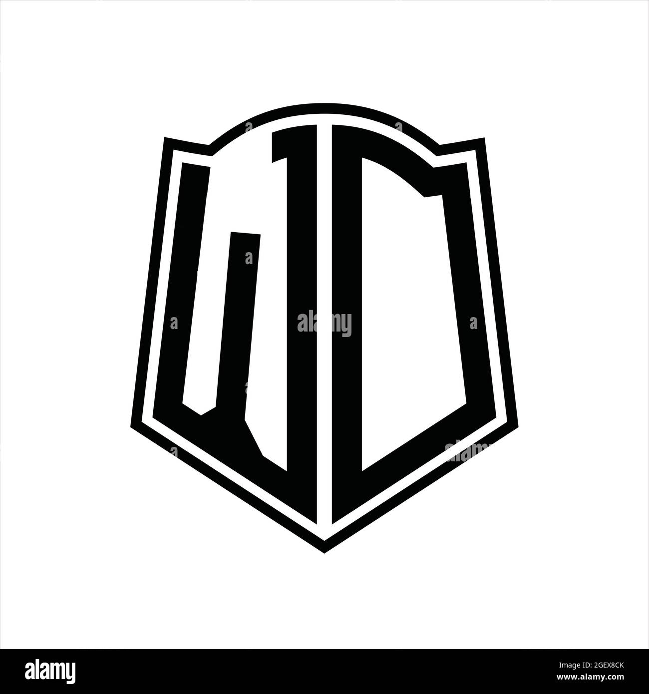 WD Logo monogram with shield shape outline design template isolated in white background Stock ...