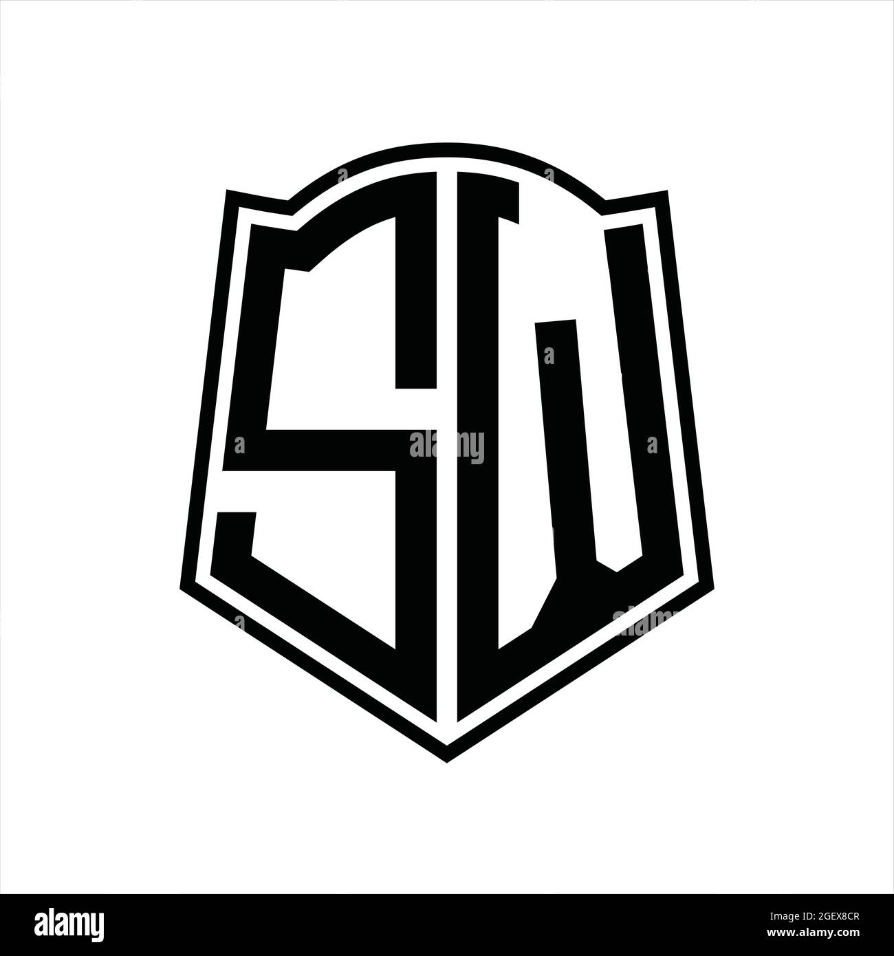 SW Logo monogram with shield shape outline design template isolated in ...