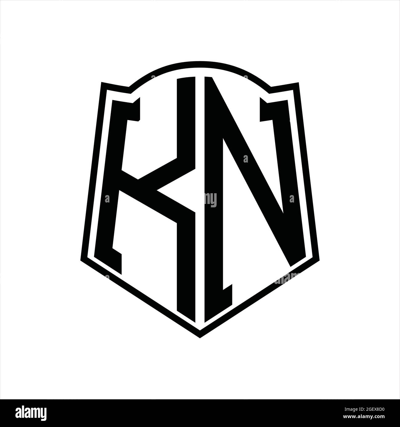 KN Logo monogram with shield shape outline design template isolated in ...