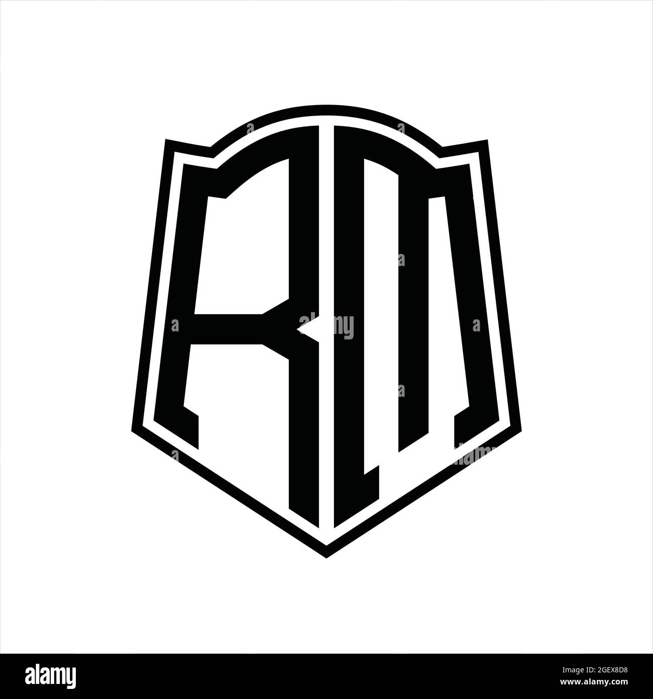 RM Logo monogram with shield shape outline design template isolated in ...