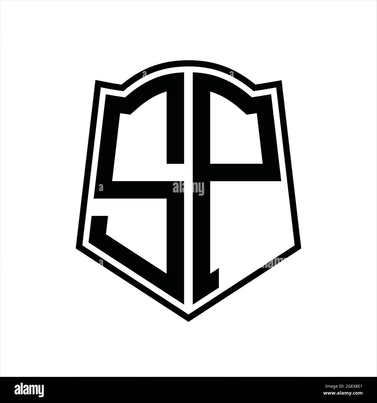 SP Logo monogram with shield shape outline design template isolated in ...