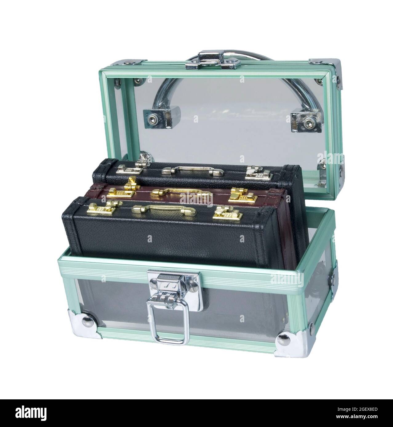 See Through Chest full of Leather briefcases - path included Stock ...