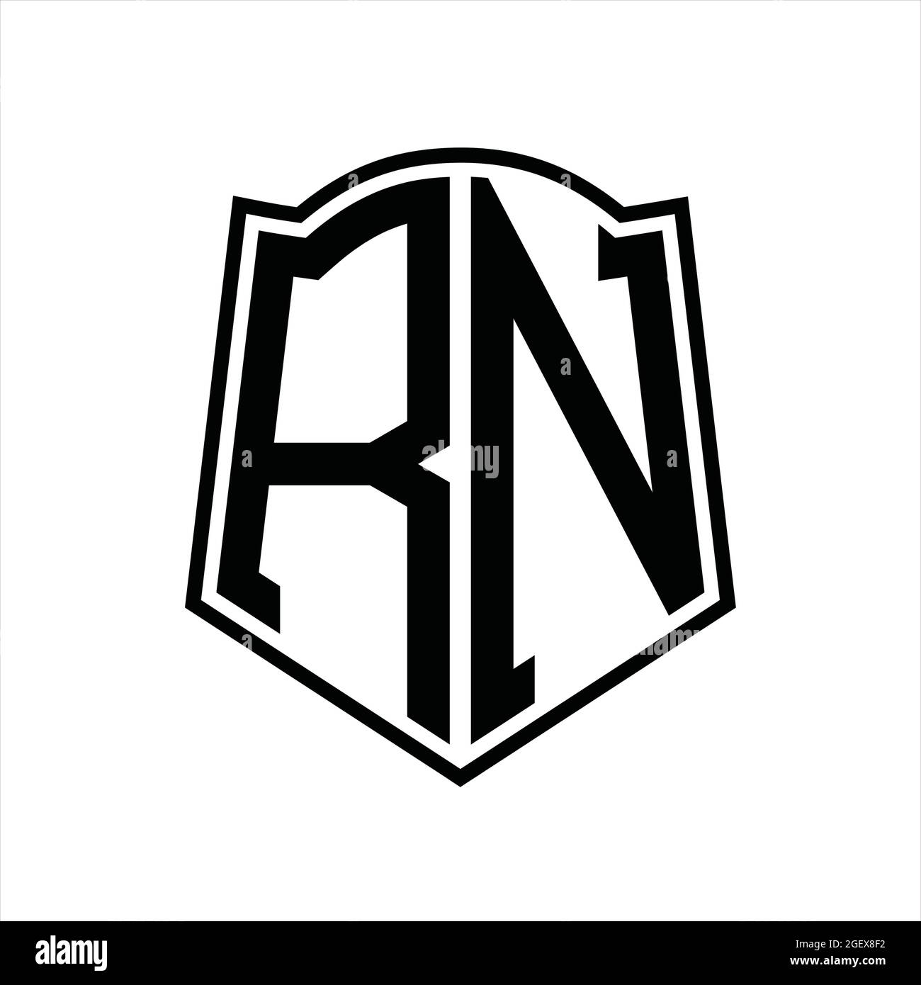 RN Logo monogram with shield shape outline design template isolated in ...