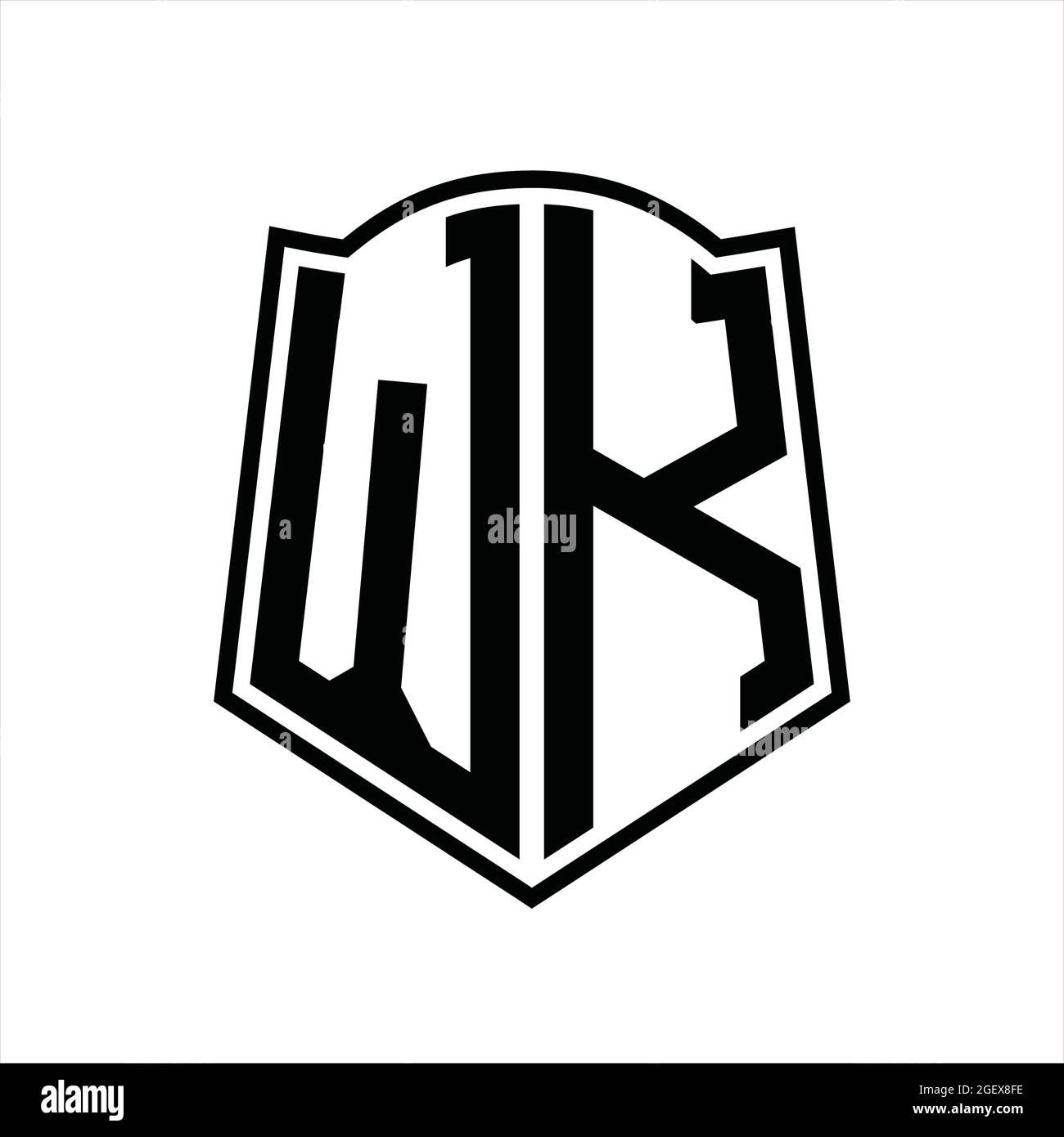 WK Logo monogram with shield shape outline design template isolated in ...